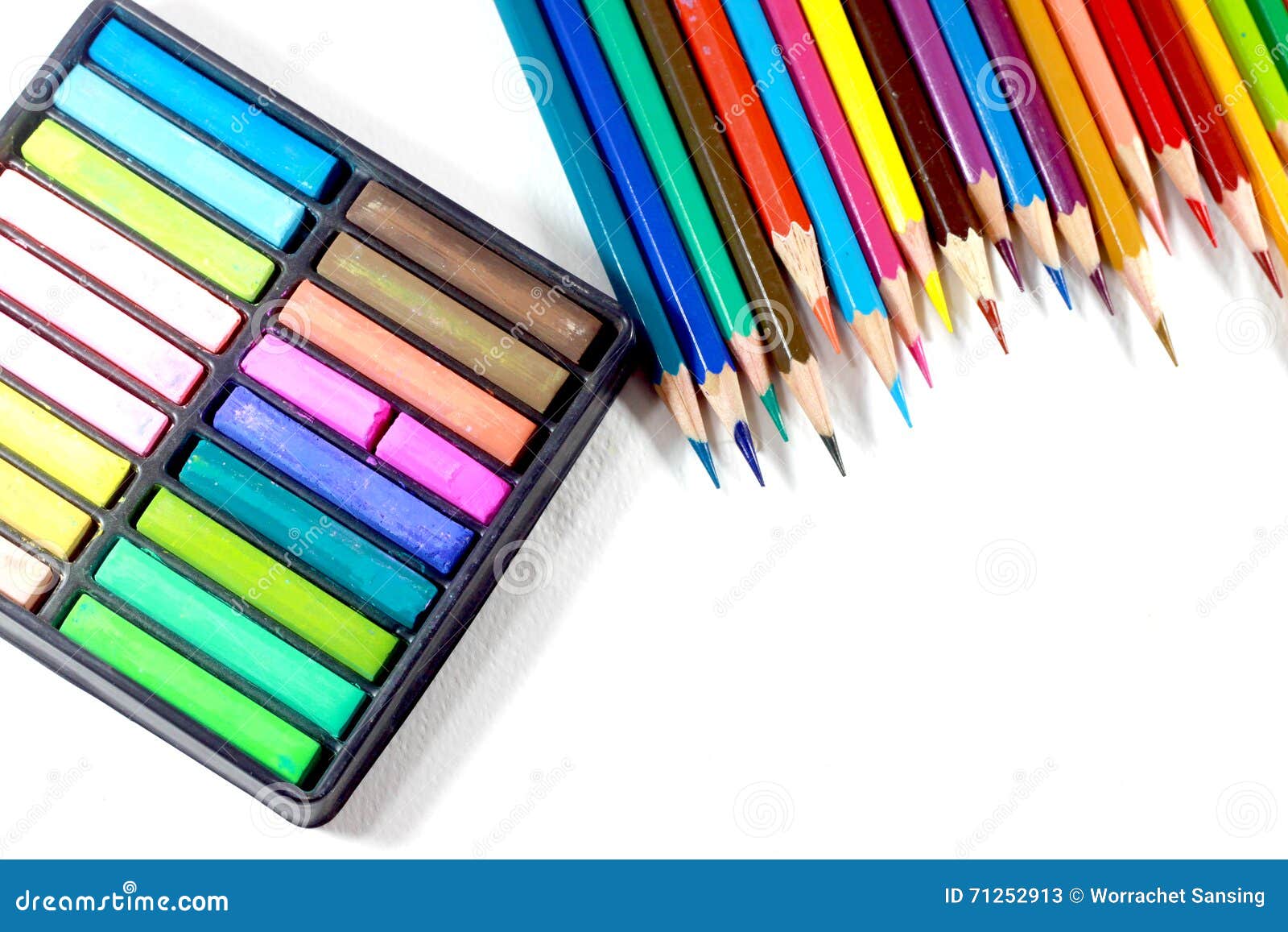 Multicolor Colored Pencils or Crayons. Stock Image - Image of blue ...