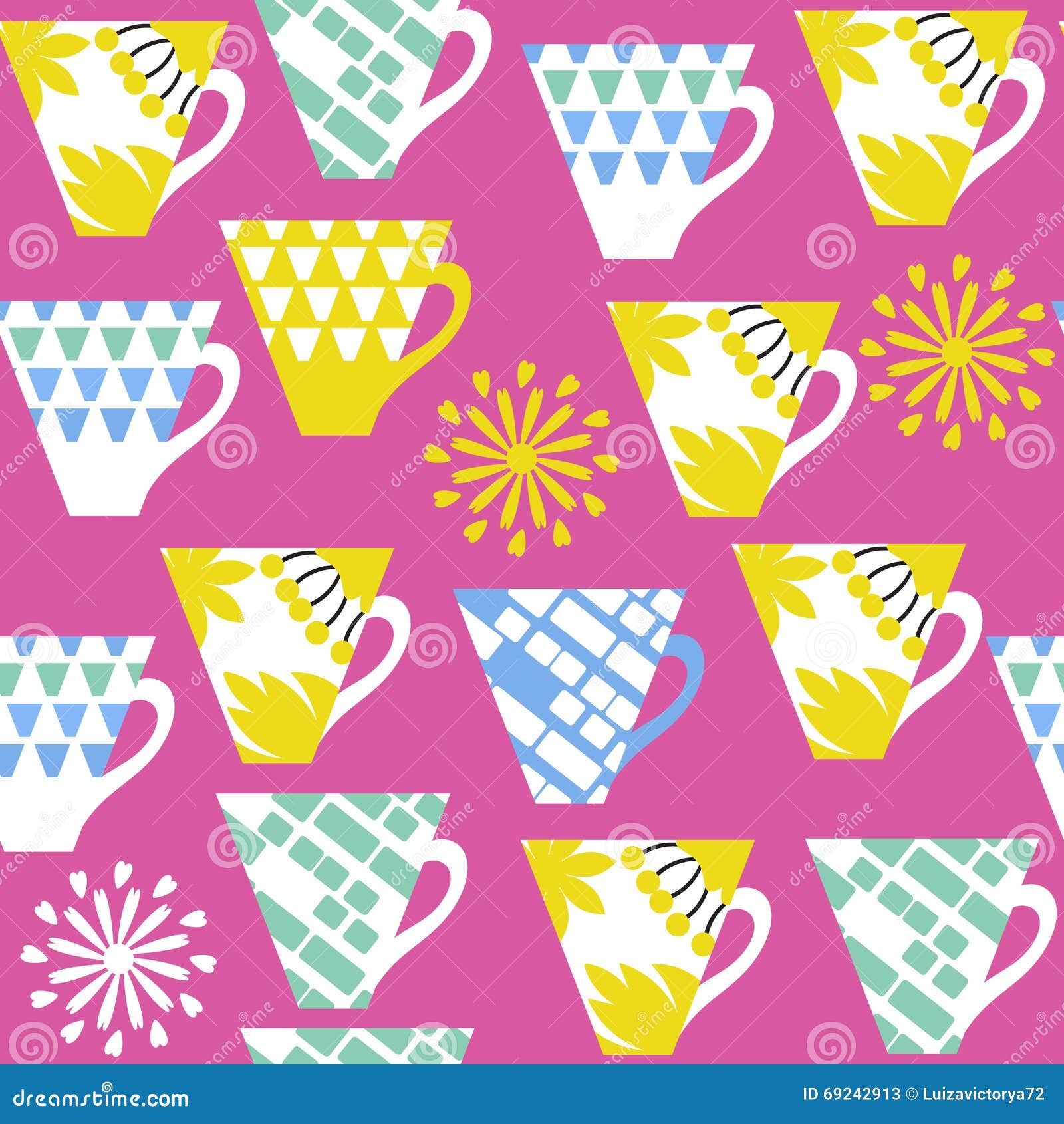 Multicolor Colorful Cup Seamless Pattern and Seamless Pattern I Stock ...