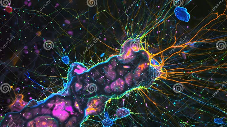 Multicolor Confocal Microscope Image Revealing the Intricate Branching ...