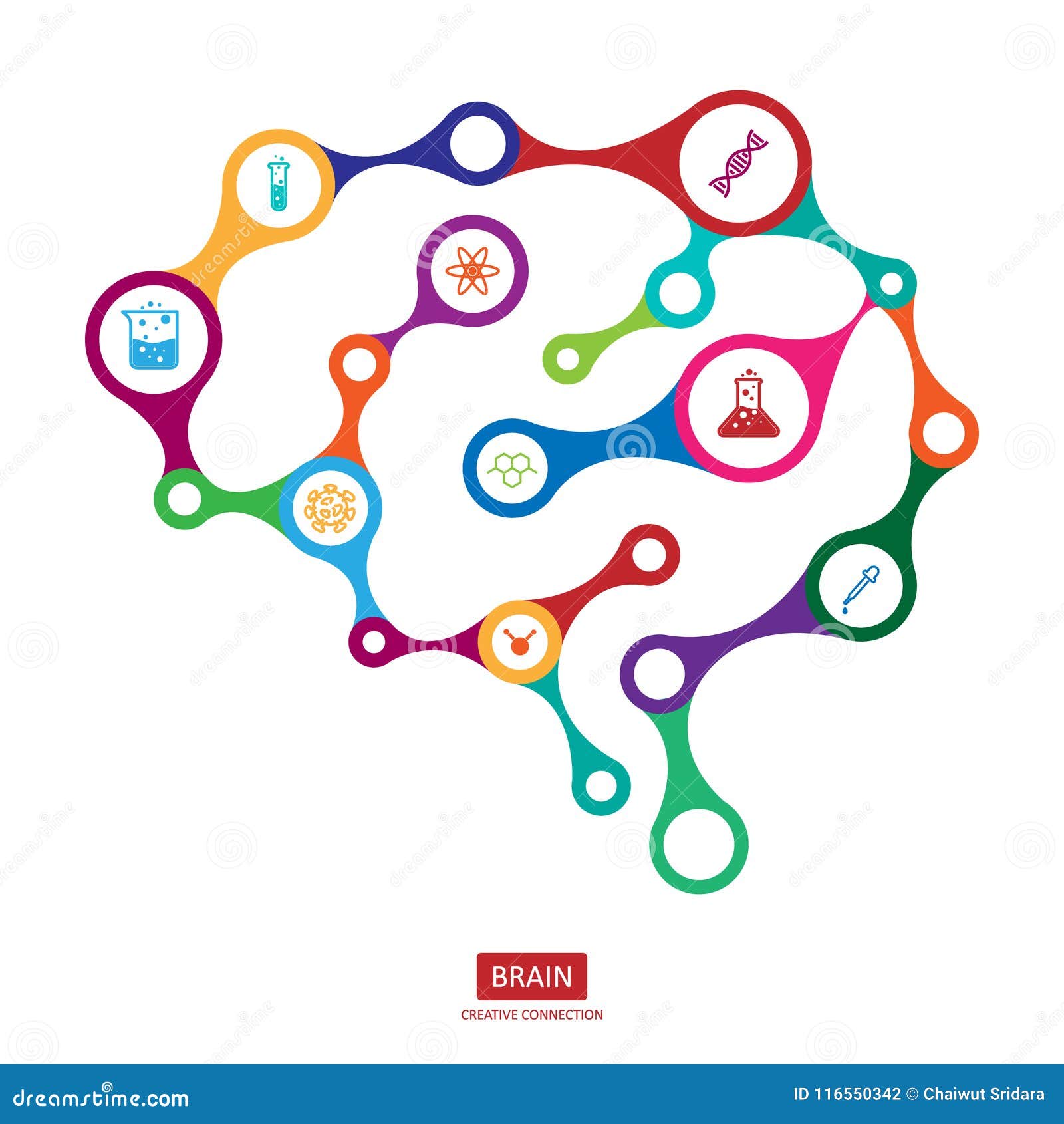 Multicolor Connection Brain with Icon, Creative Concept of Human Stock ...
