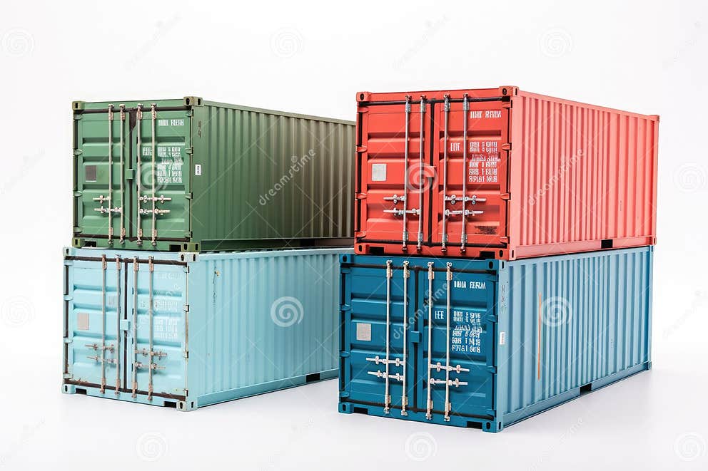 Multicolor Container Cargo Box on White Background. Global Maritime ...