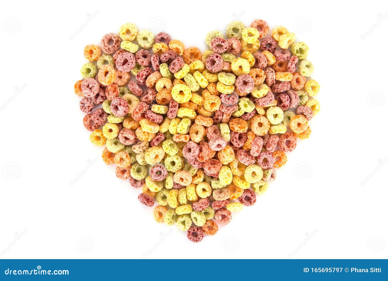 Multicolor Cornflakes in Heart Shape Isolated on White Background 库存图片 ...
