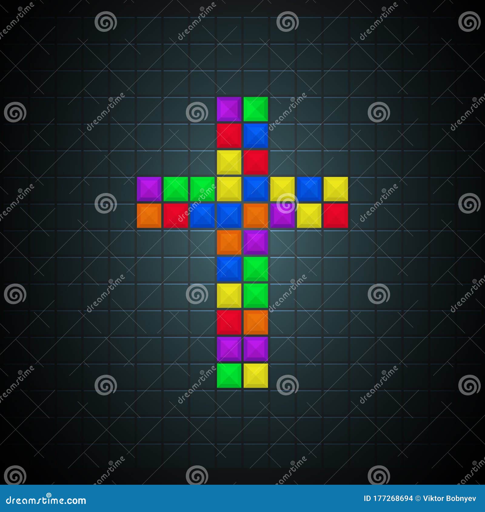 Multicolor Cross Old Video Game Design. Vector Stock Vector ...