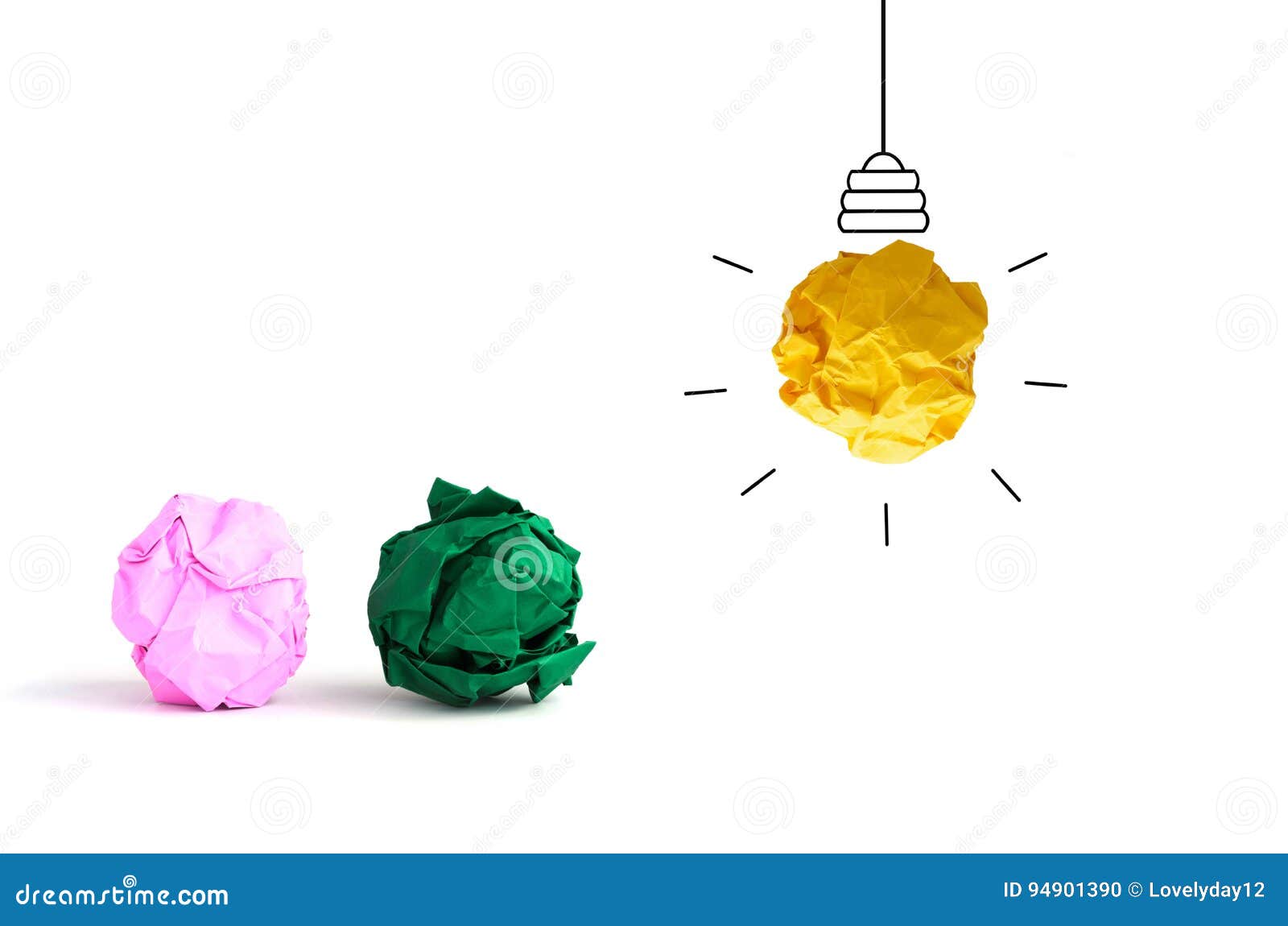 Multicolor Crumpled Paper Light Bulb New Concept Idea on White Stock ...
