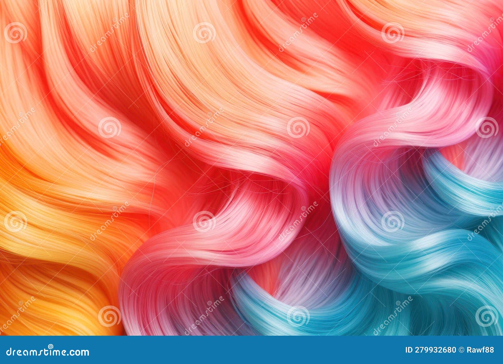 Multicolor Curls Fashion Hairstyle Bright Rainbow Color Hair Texture