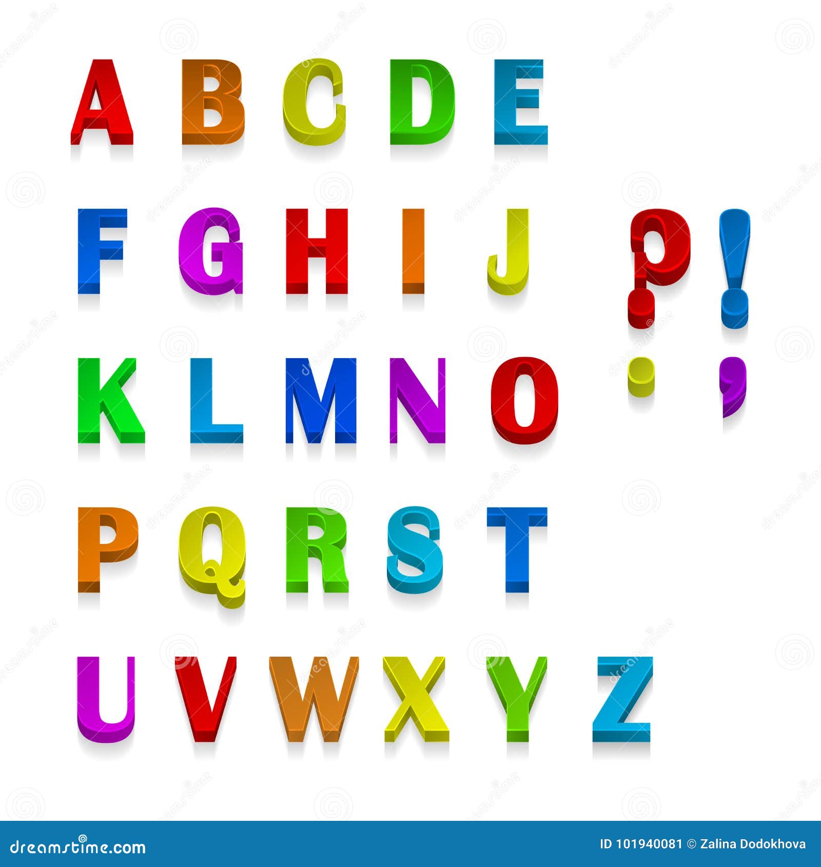 Multicolor 3d Fonts, Available All Letters. Vector Illustration Stock ...