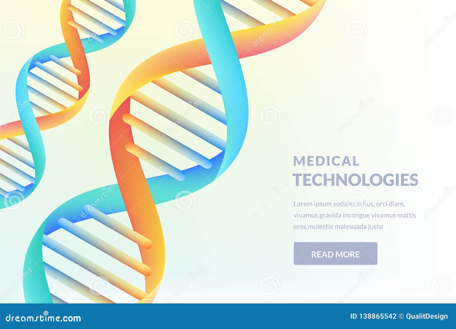 Multicolor 3d DNA on White Background. Medical Technology ...