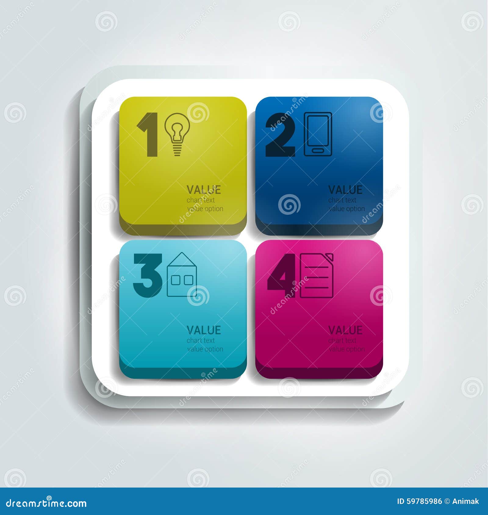 Multicolor 3D Infographics Square Options Banner Divided 4 Cube Parts ...