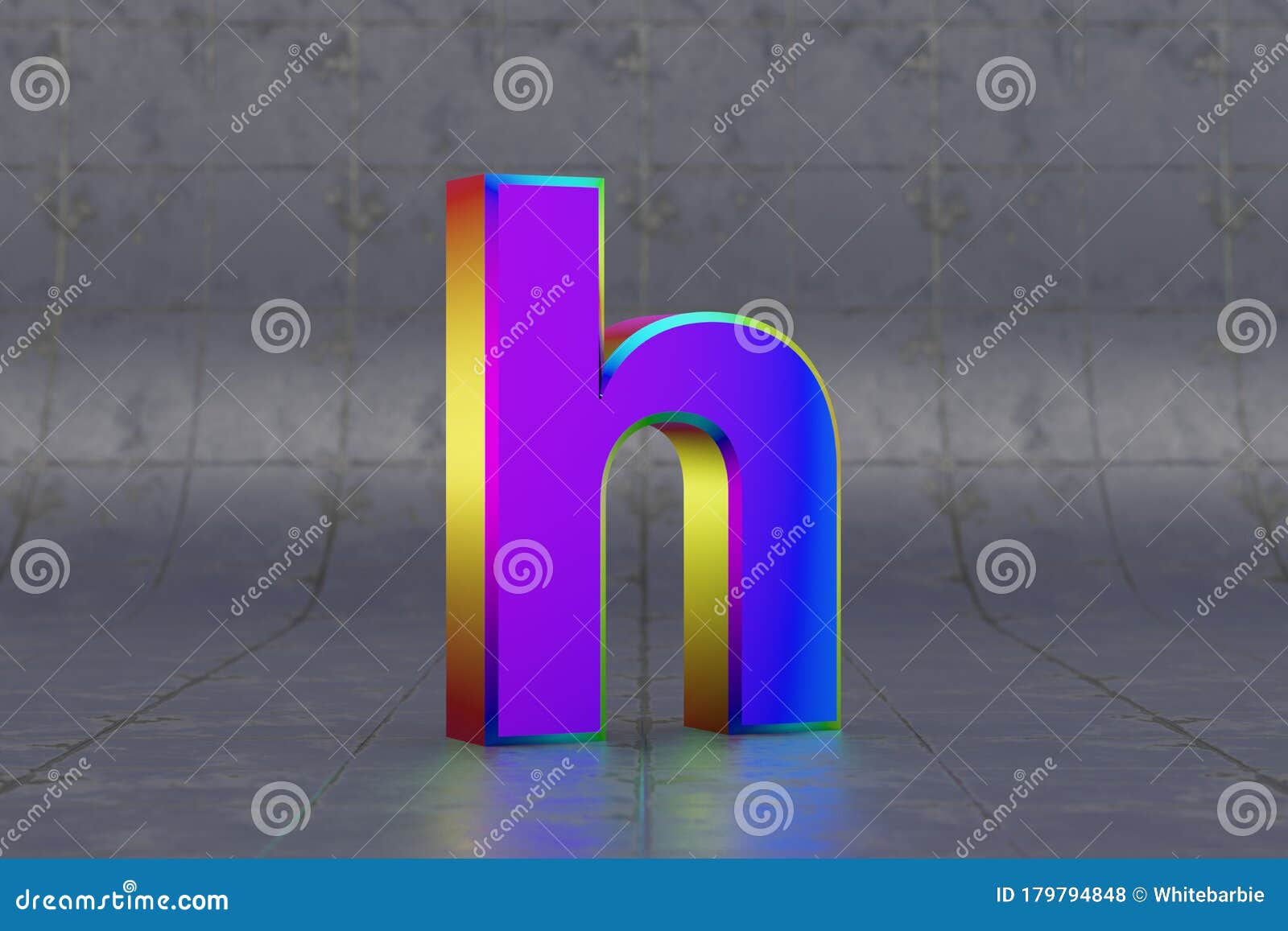 Multicolor 3d Letter H Lowercase. Glossy Iridescent Letter on Tile ...