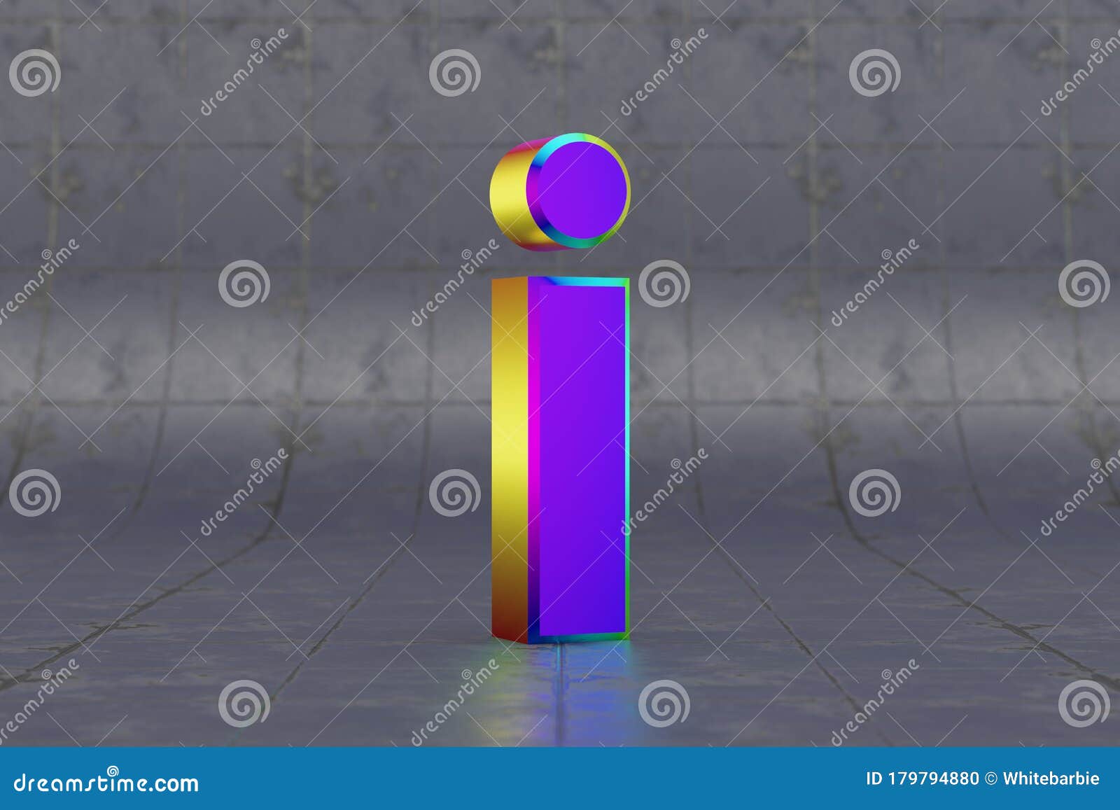 Multicolor 3d Letter I Lowercase. Glossy Iridescent Letter on Tile ...