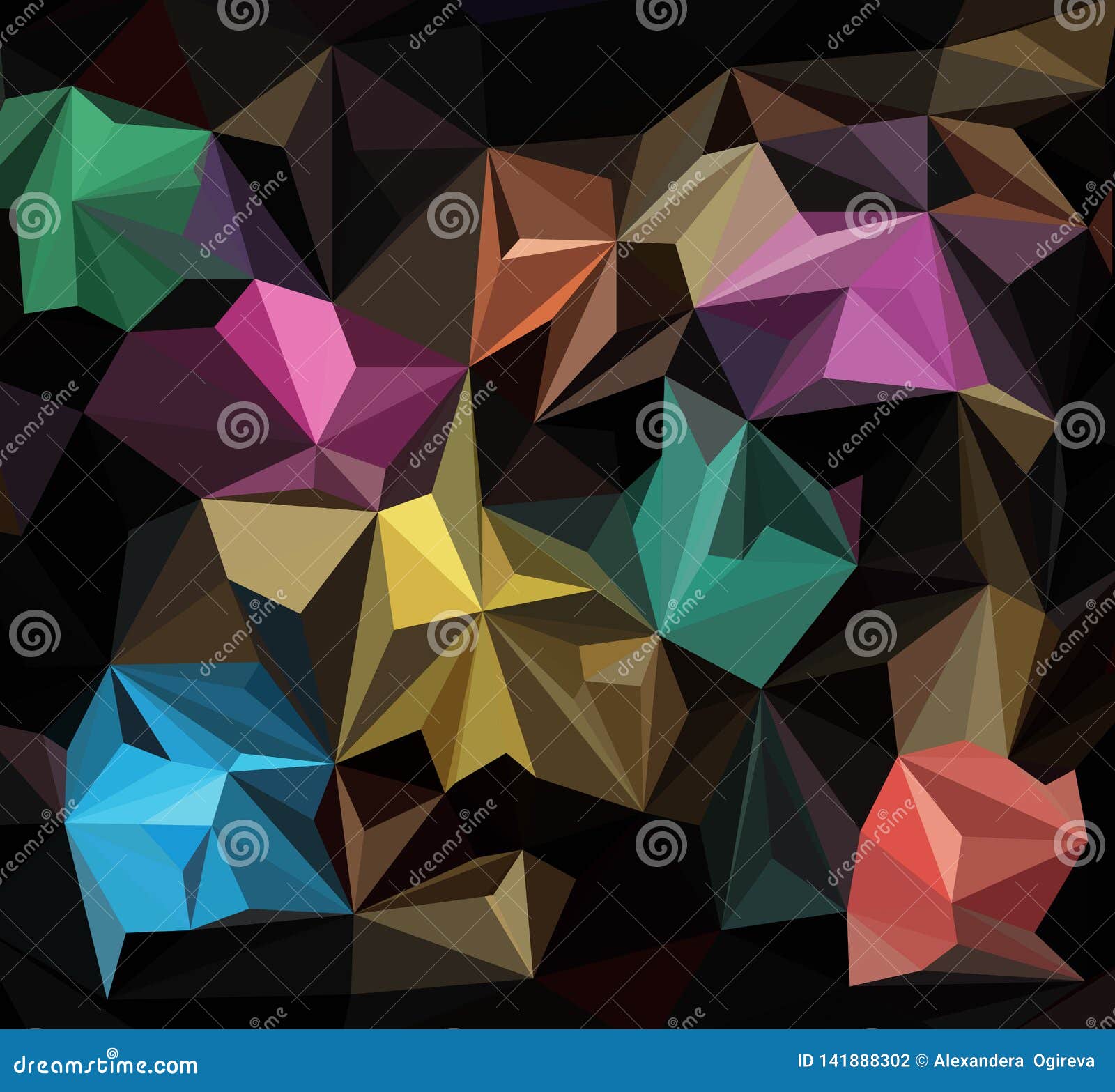 Multicolor Dark Geometric Rumpled Triangular Low Poly Origami Style ...