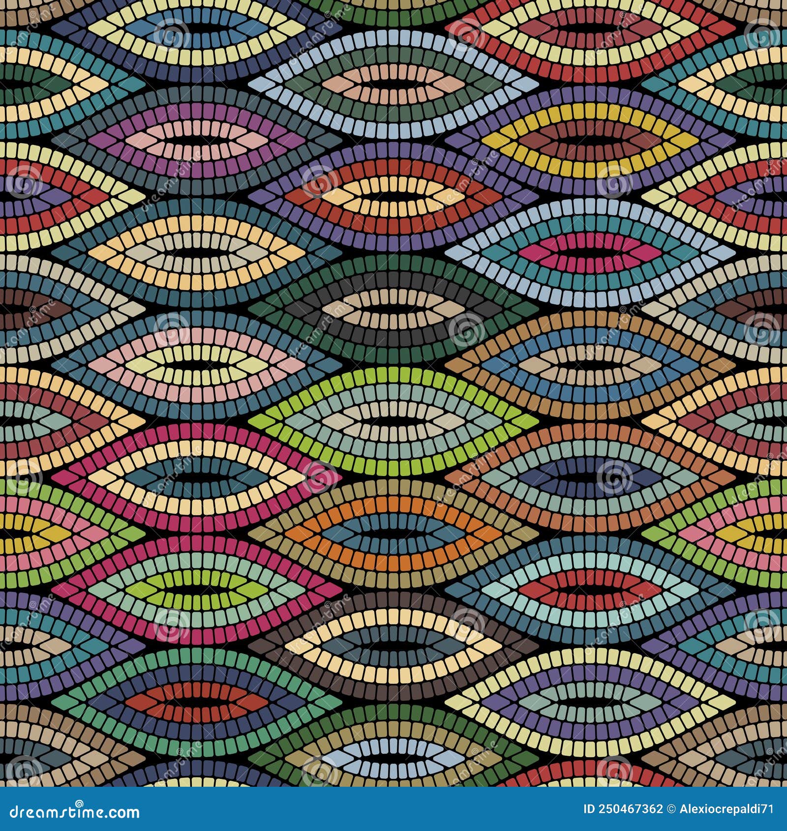 Multicolor Diamond Shape Circles in Tribal Style. Seamless Vector ...
