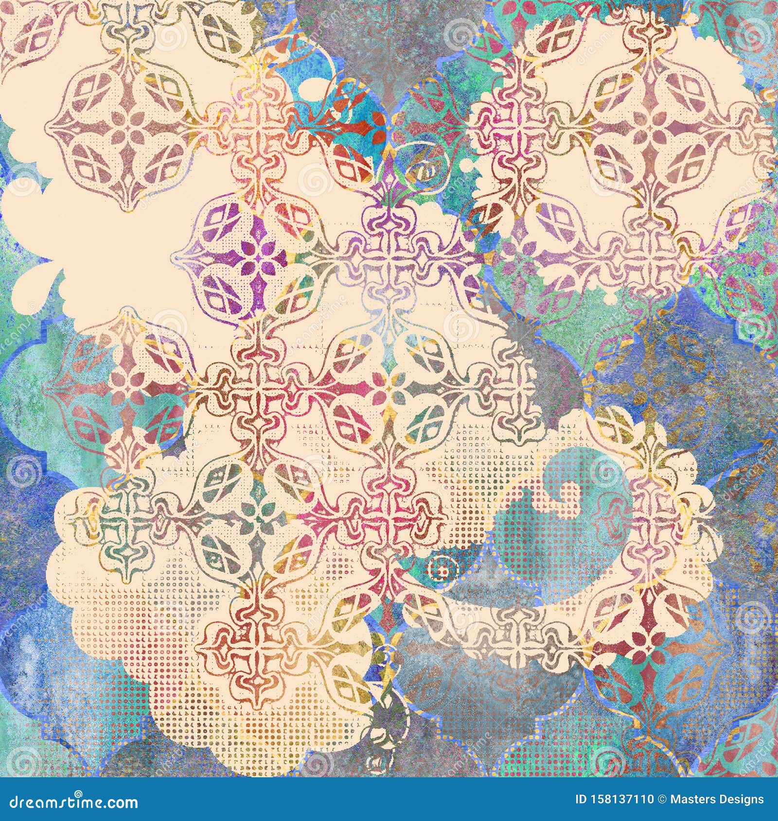 Multicolor Digital Wall Tile Decor Pattern Stock Illustration ...