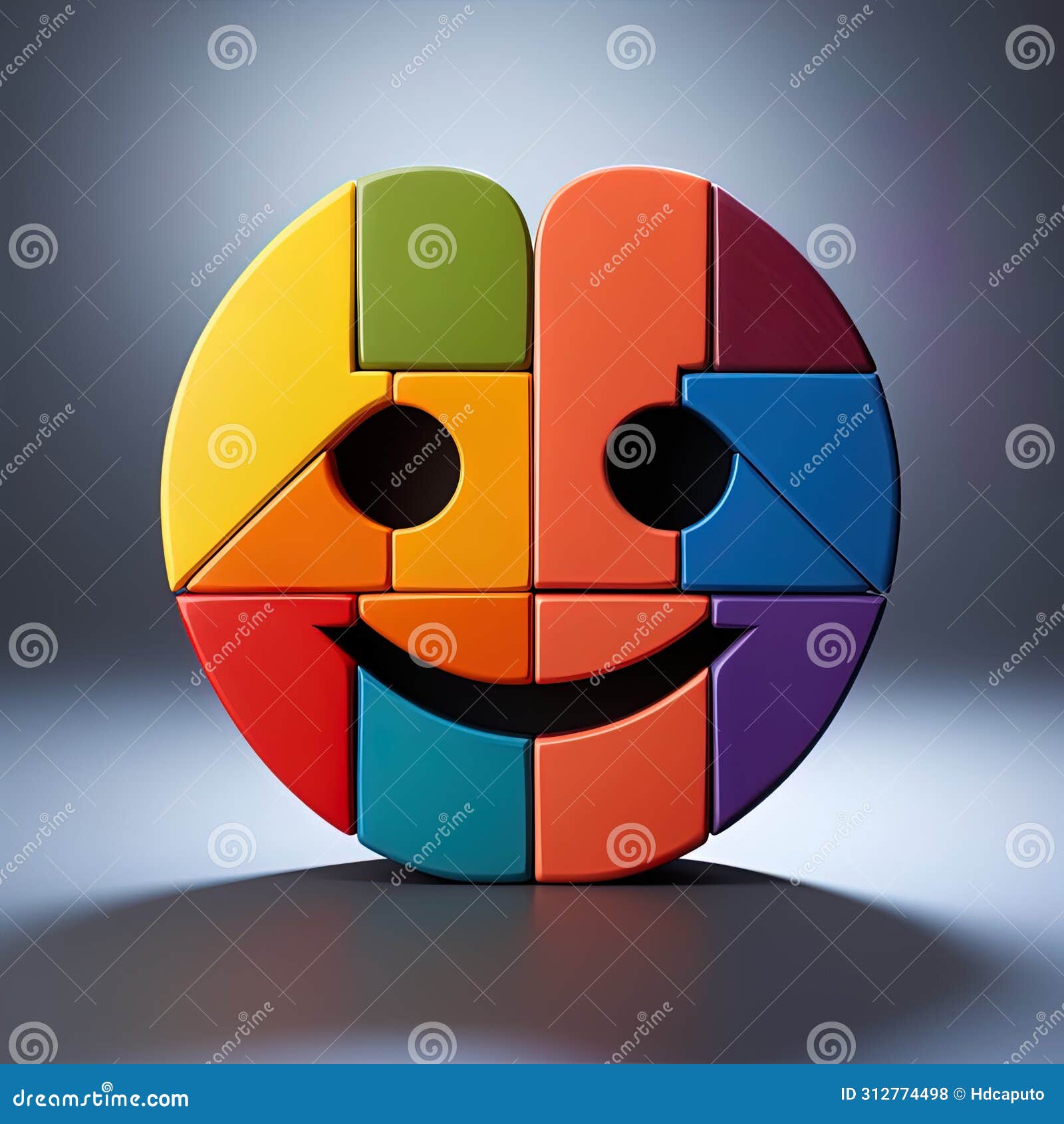 Multicolor Disc Puzzle Style Happy Face Icon Stock Illustration ...