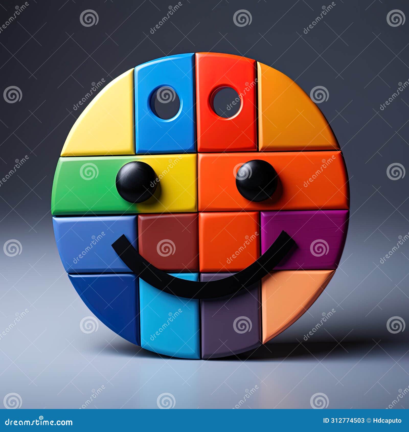 Multicolor Disc Puzzle Style Happy Face Icon Stock Illustration ...