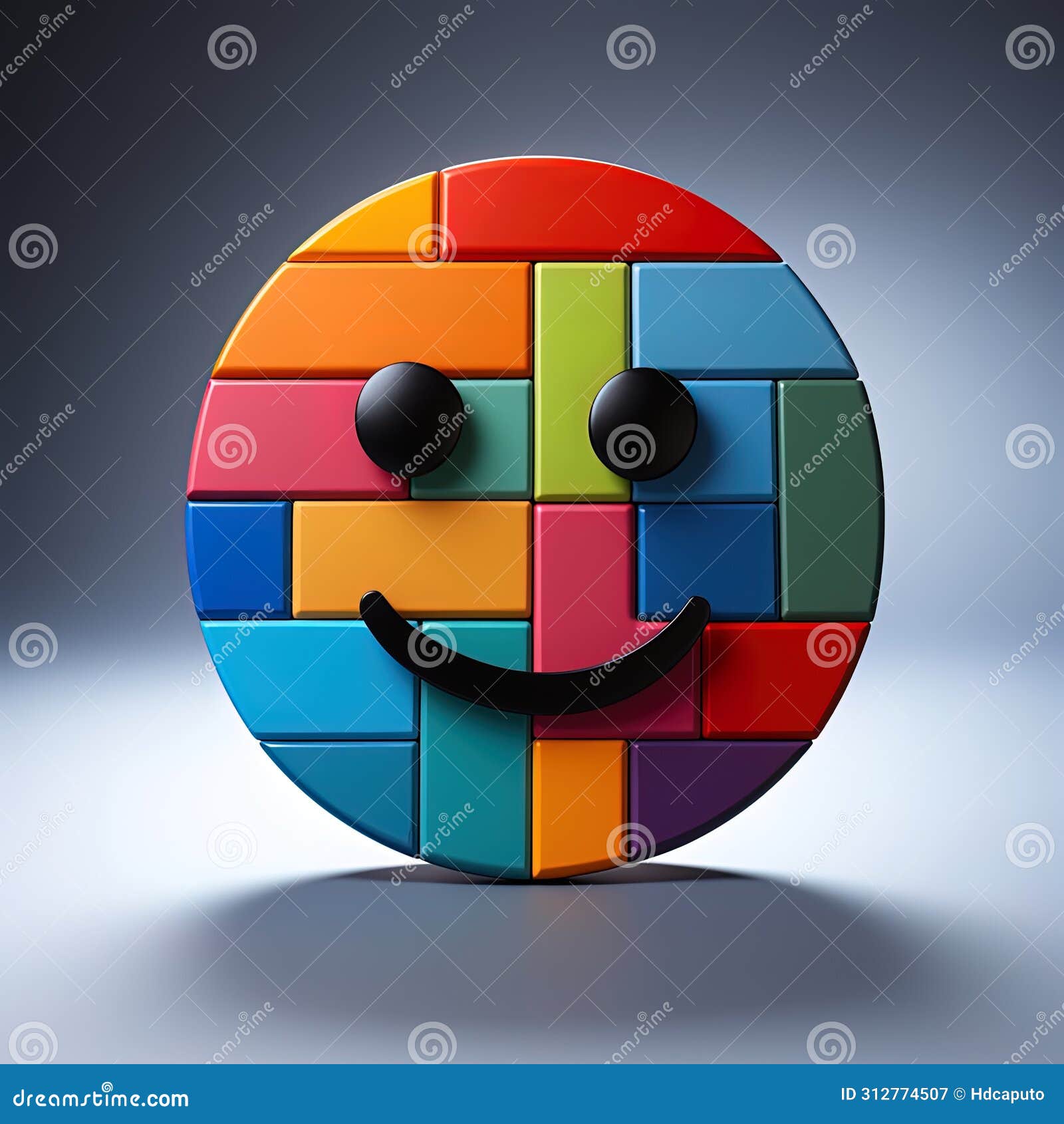 Multicolor Disc Puzzle Style Happy Face Icon Stock Illustration ...