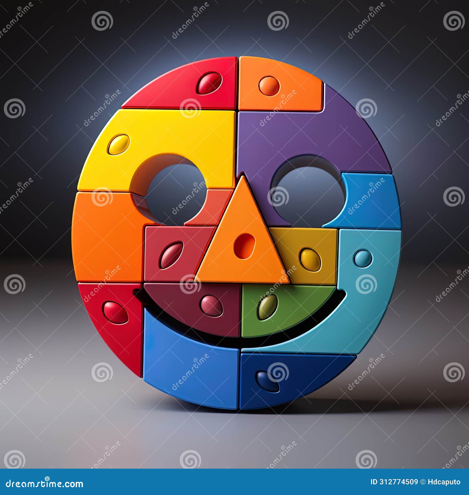 Multicolor Disc Puzzle Style Happy Face Icon Stock Illustration ...