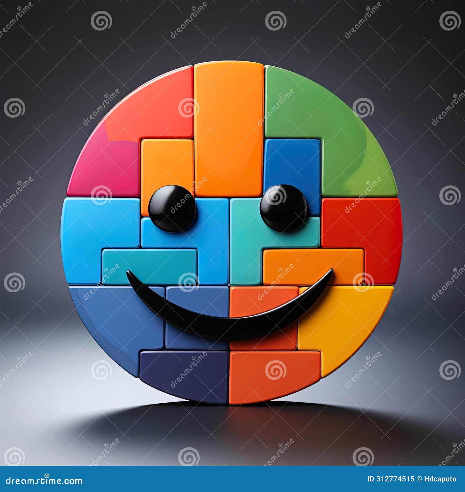 Multicolor Disc Puzzle Style Happy Face Icon Stock Illustration ...