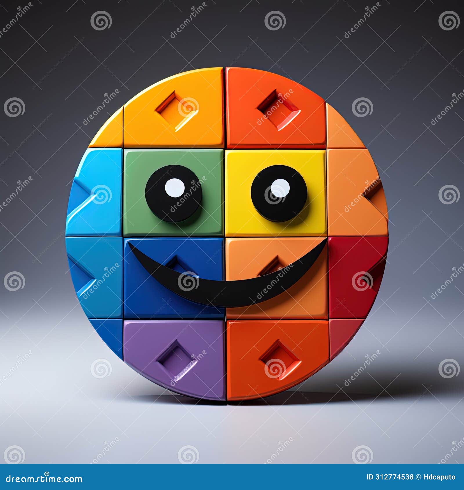 Multicolor Disc Puzzle Style Happy Face Icon Stock Illustration ...