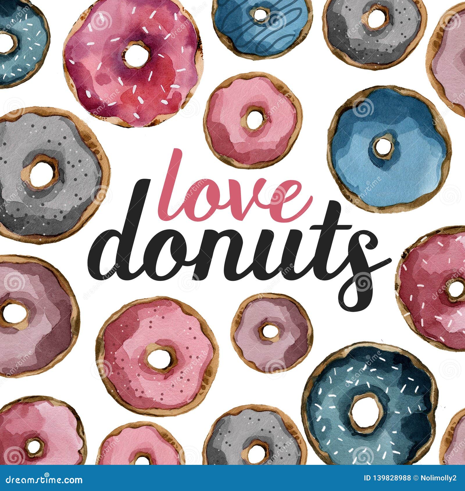 Multicolor Donuts Frame Blue Pink Stock Illustration - Illustration of ...