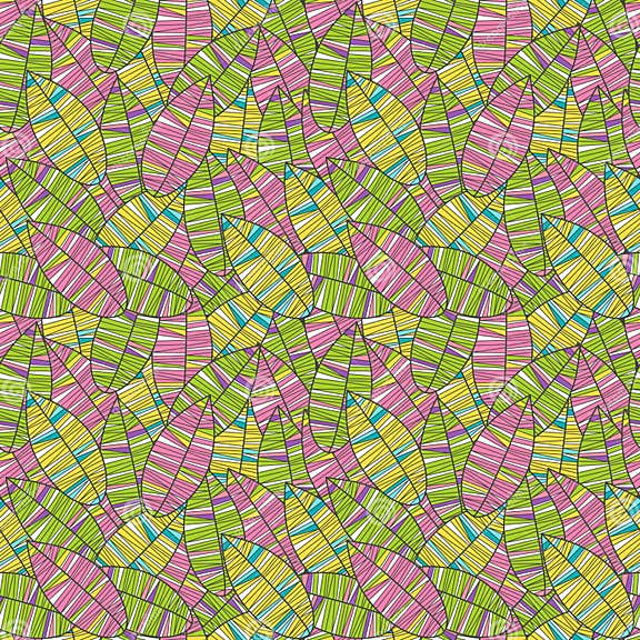 Multicolor Drawing Leaves Seamless Pattern Abstraction for Decor Stock ...