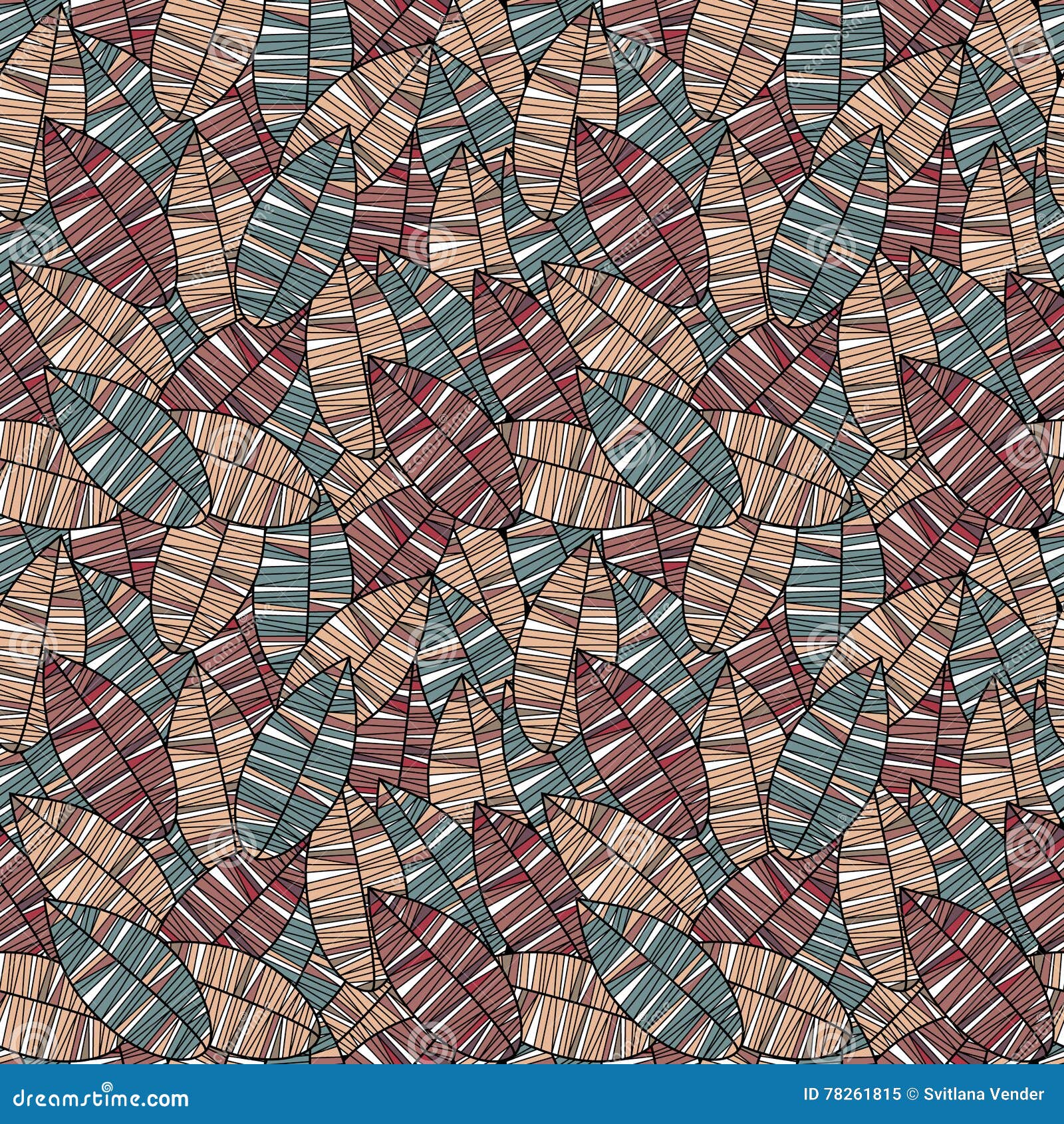 Multicolor Drawing Leaves Seamless Pattern Abstraction for Decor Stock ...
