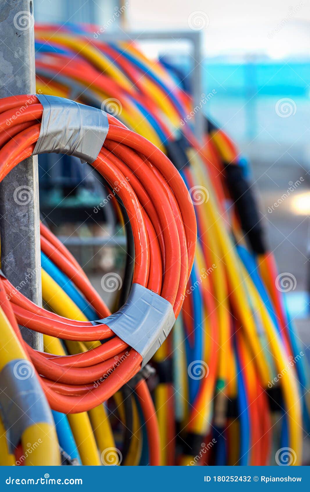 Multicolor Electric Industrial Wires Closeup, Outdoors Stock Photo ...