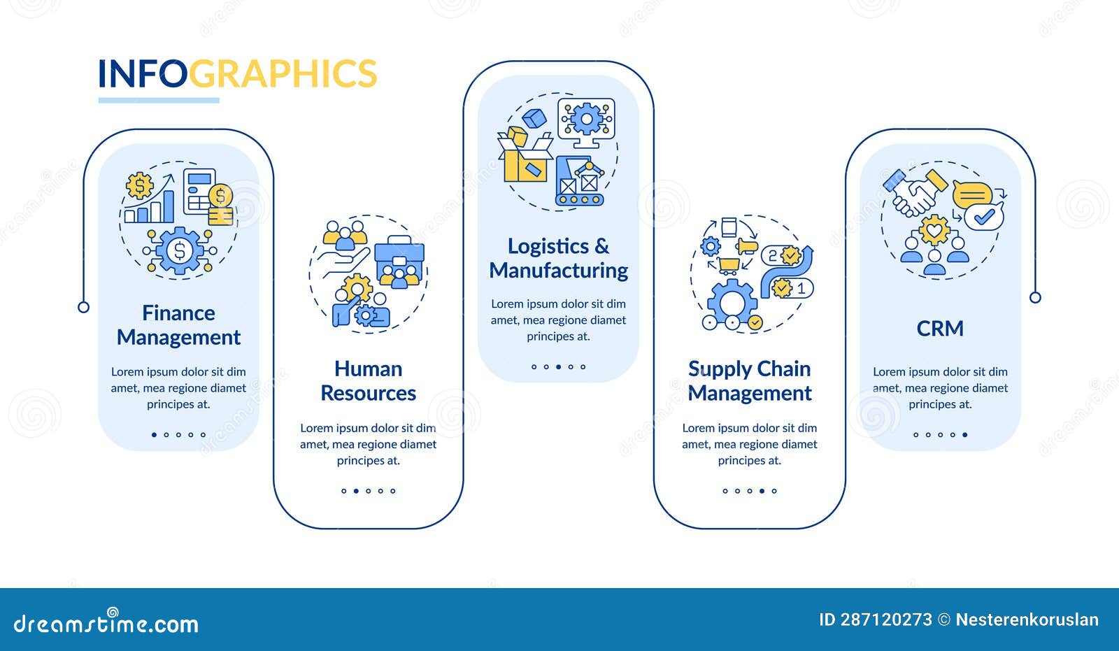 Multicolor ERP Layout with Thin Line Icons Stock Illustration ...