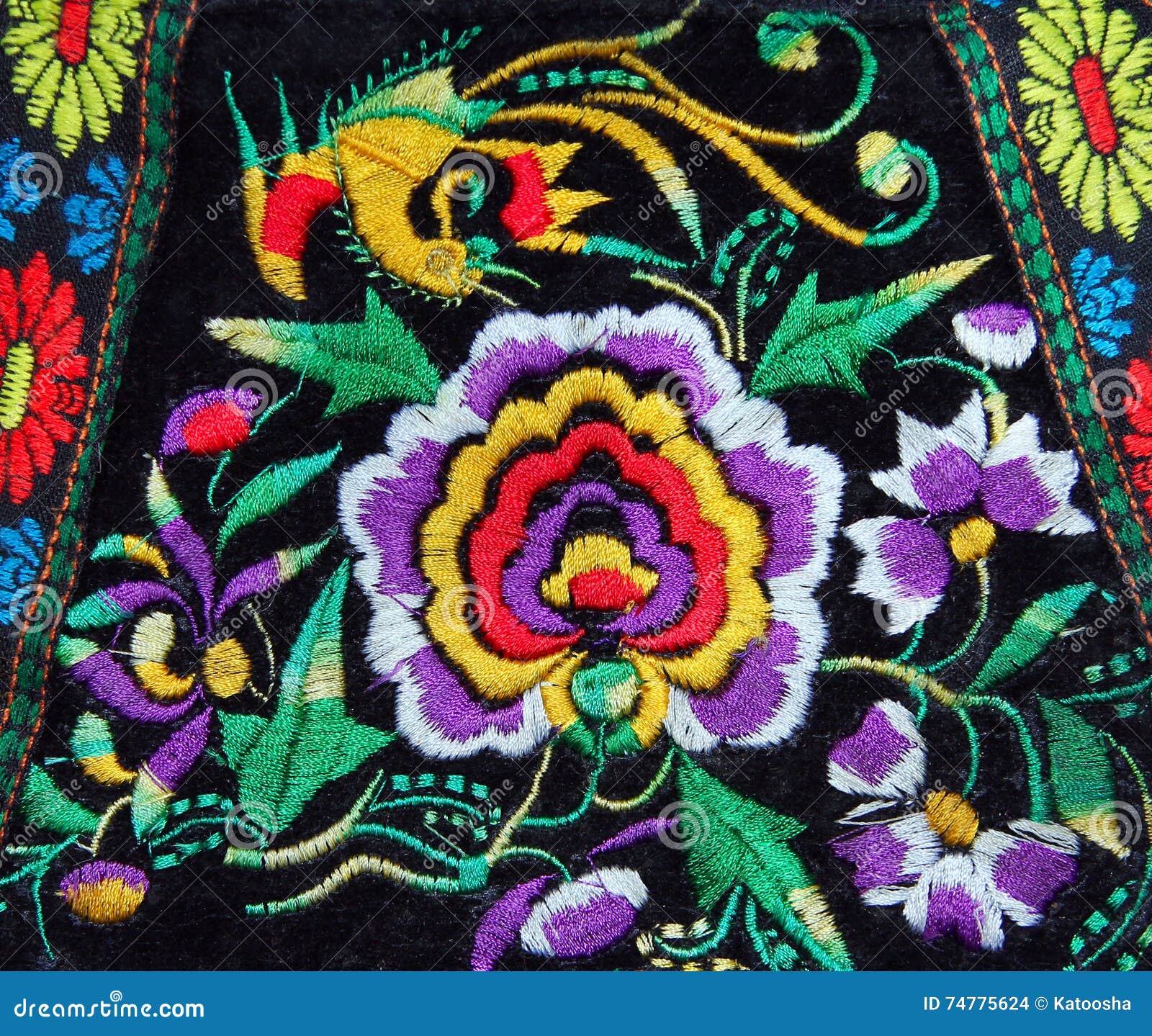 Multicolor Ethnic Handmade Embroidery Pattern Stock Photo - Image of ...