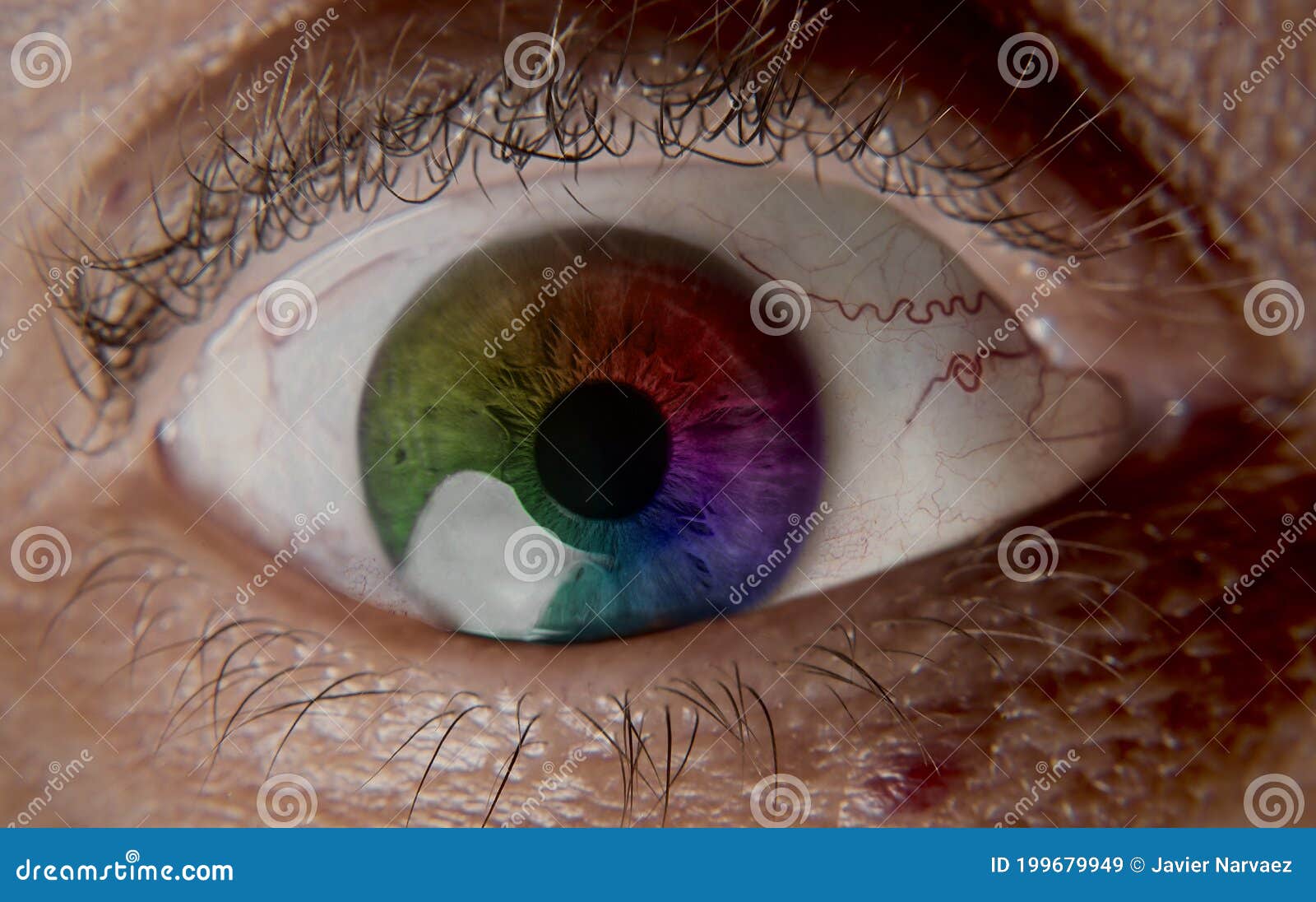 Multicolor eye in macro stock image. Image of health - 199679949