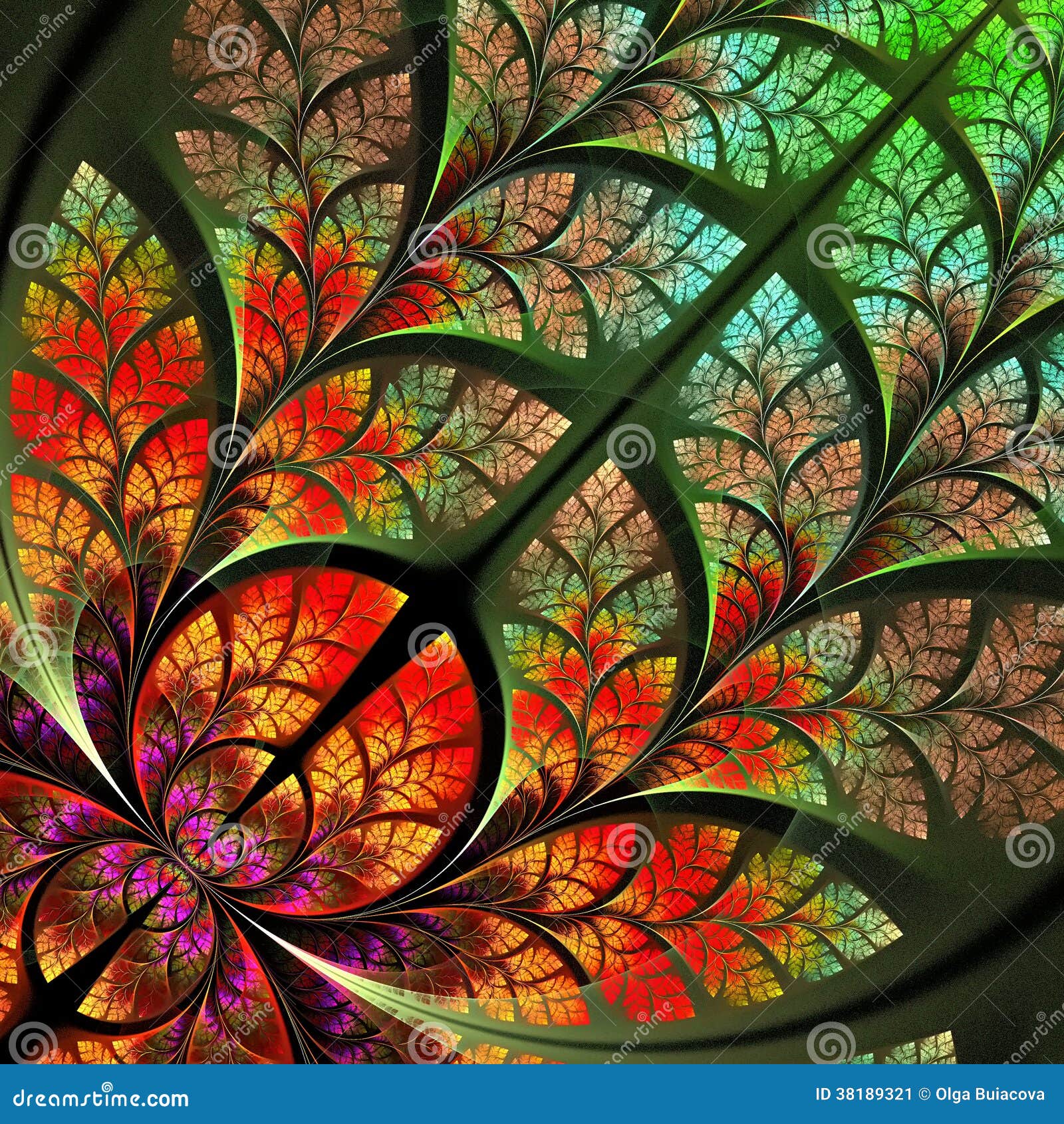 Multicolor Fabulous Fractal Pattern. Collection - Tree Foliage Stock ...