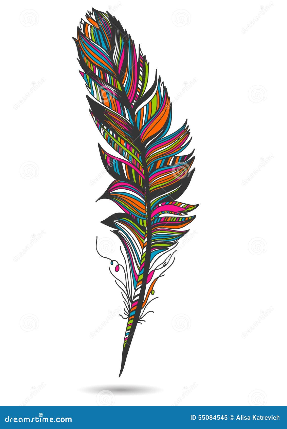 Multicolor Feather, Isolate. with White Background Stock Vector ...
