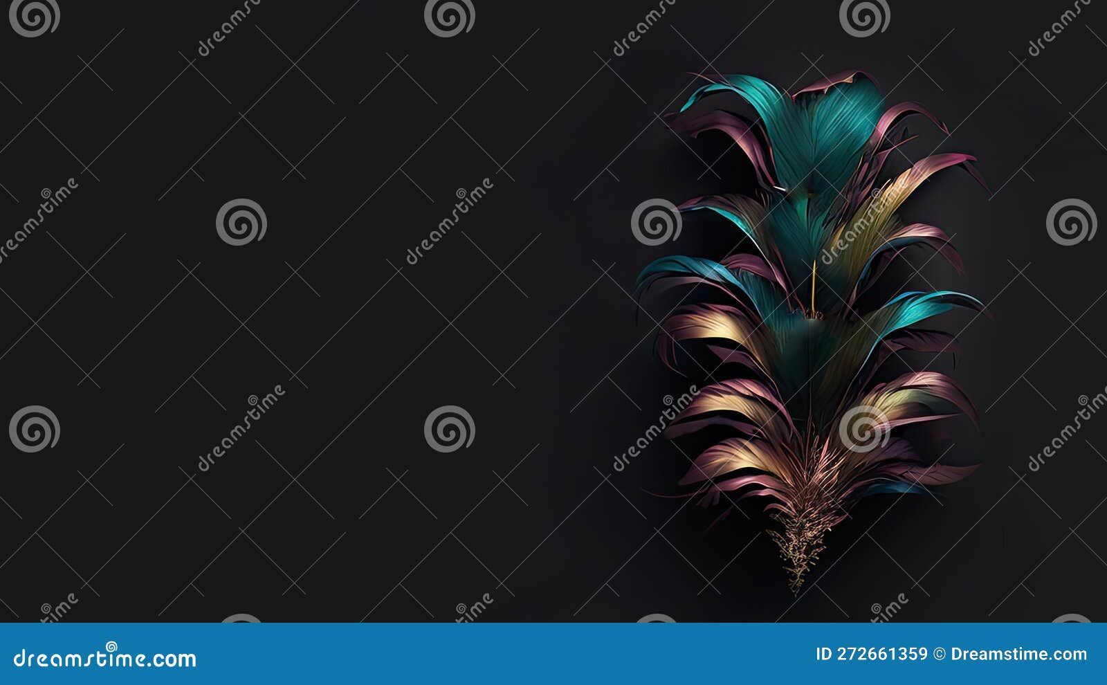 Multicolor Feather Magic Trick or Stick on Black Background and Copy ...