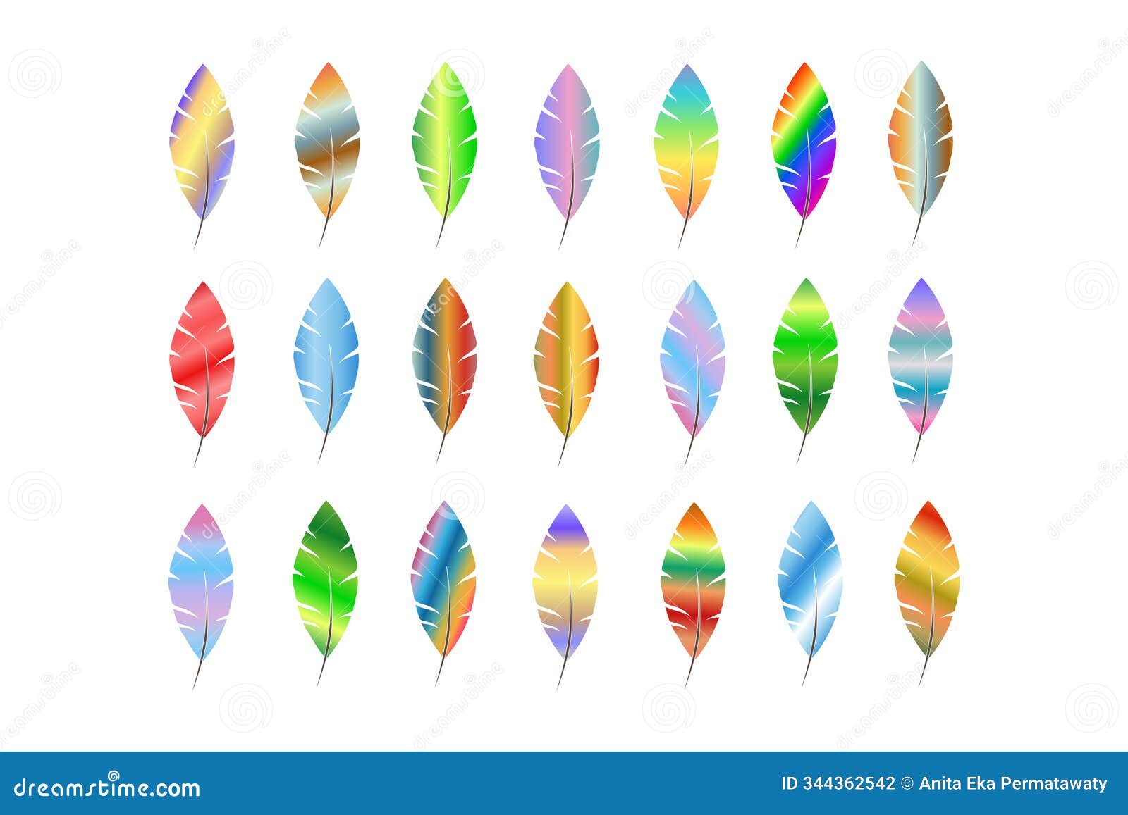 Multicolor Feather Pattern Design on White Background Stock Vector ...