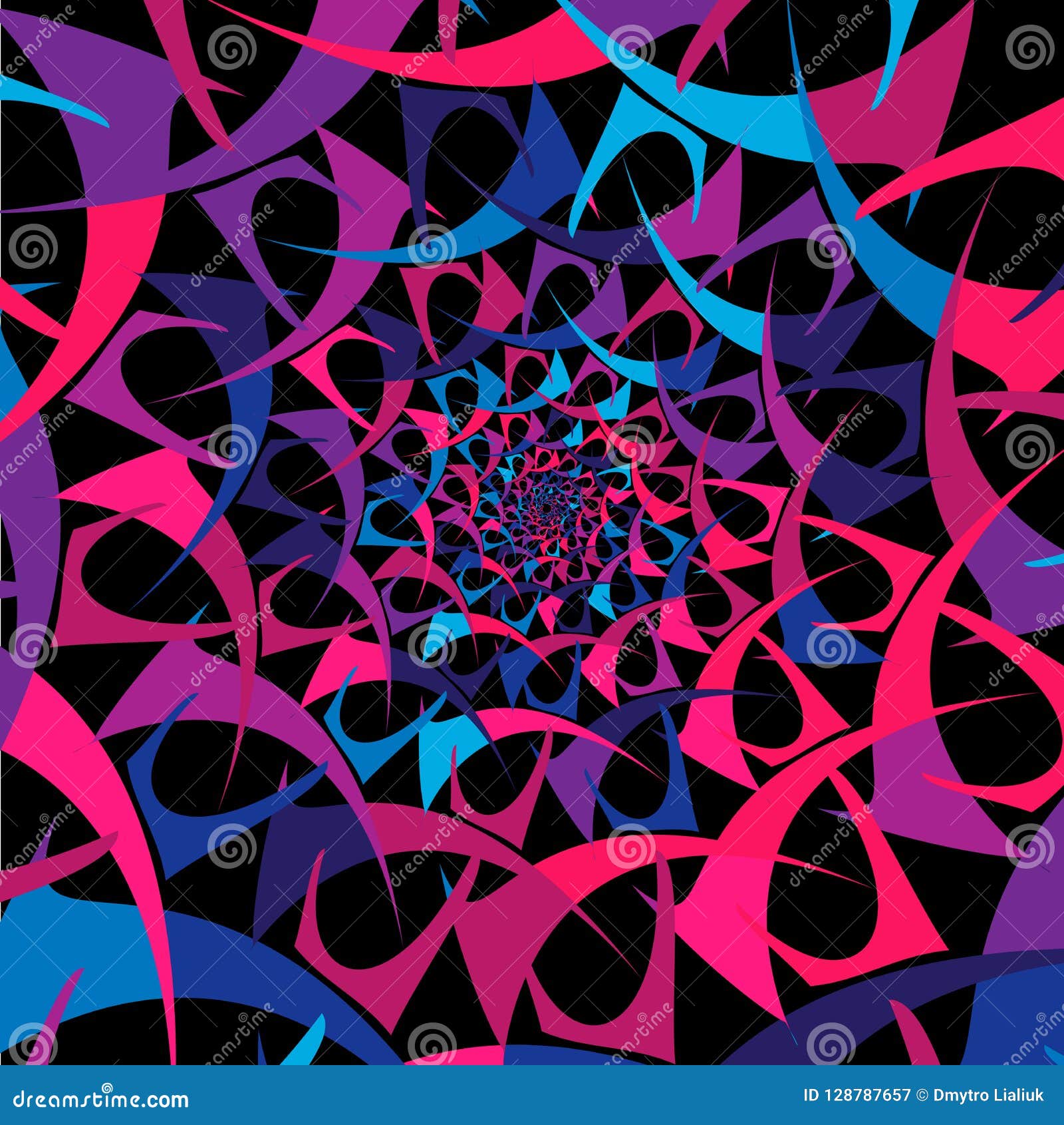 Multicolor Festive Abstract Spiral Figure Rotation. Black Background ...