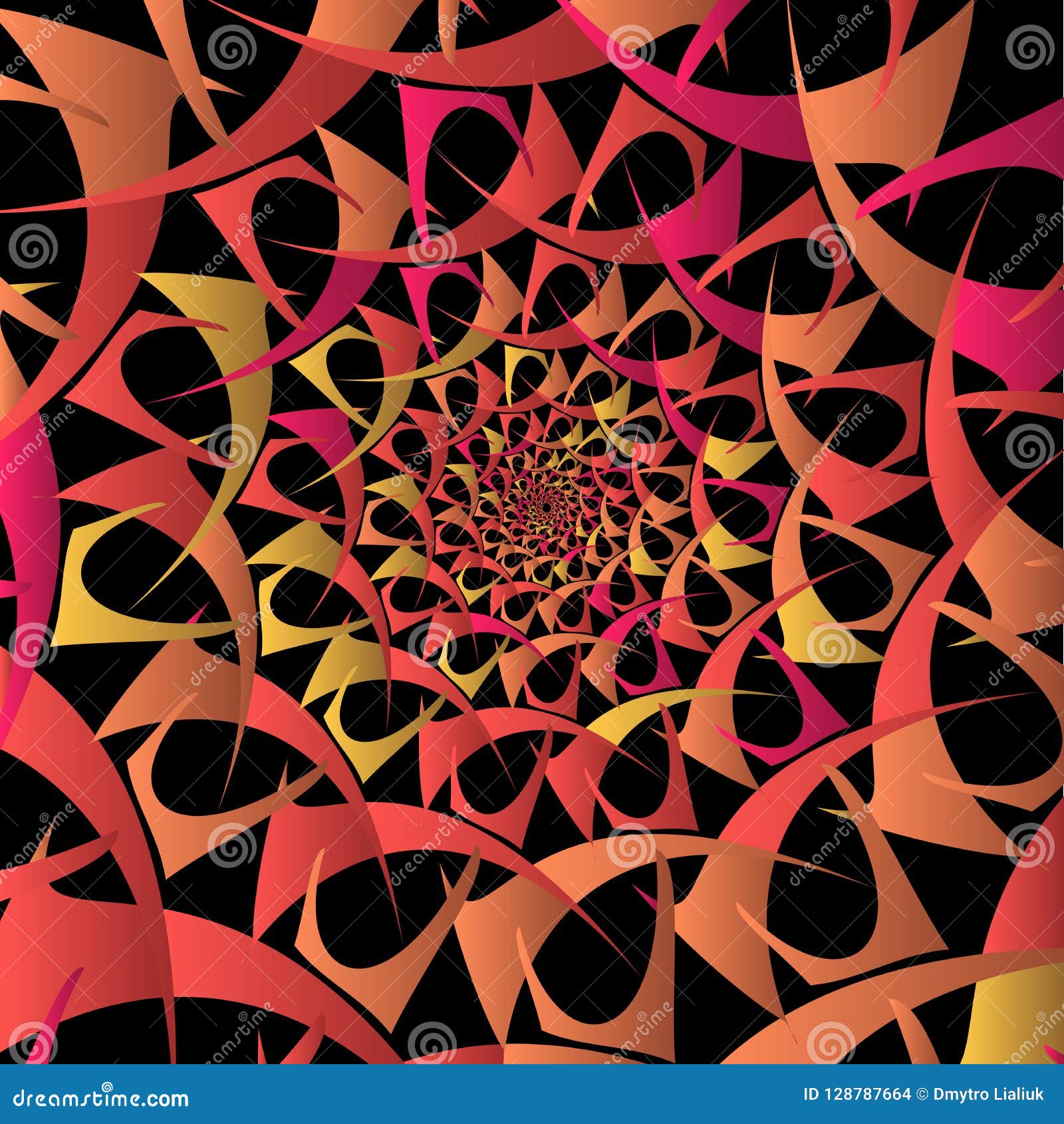 Multicolor Festive Abstract Spiral Figure Rotation. Black Background ...