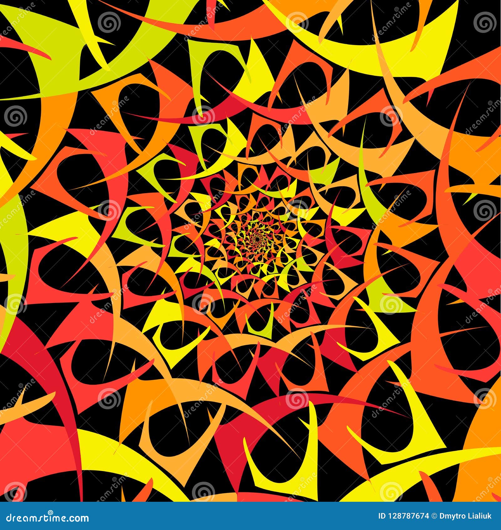 Multicolor Festive Abstract Spiral Figure Rotation. Black Background ...