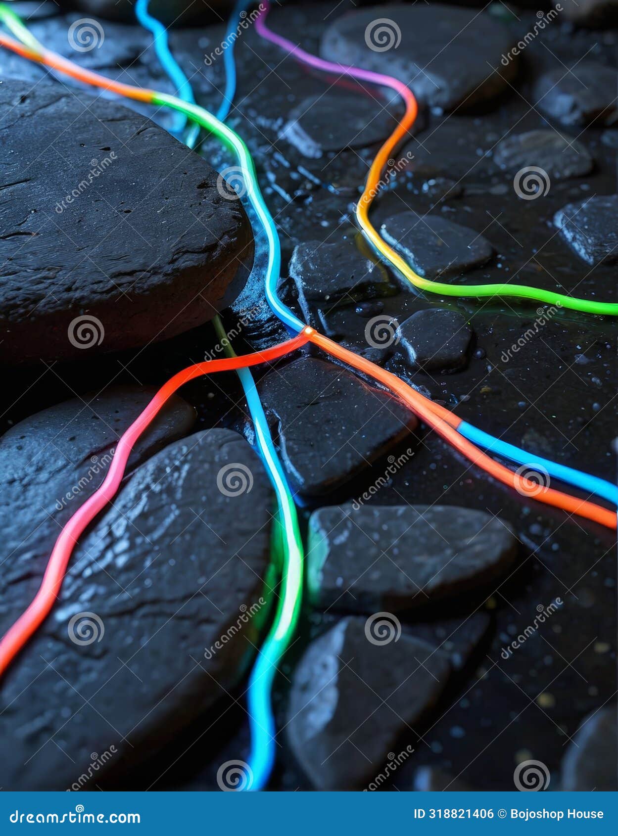Multicolor Fiberoptic Neon Stone Stock Illustration - Illustration of ...