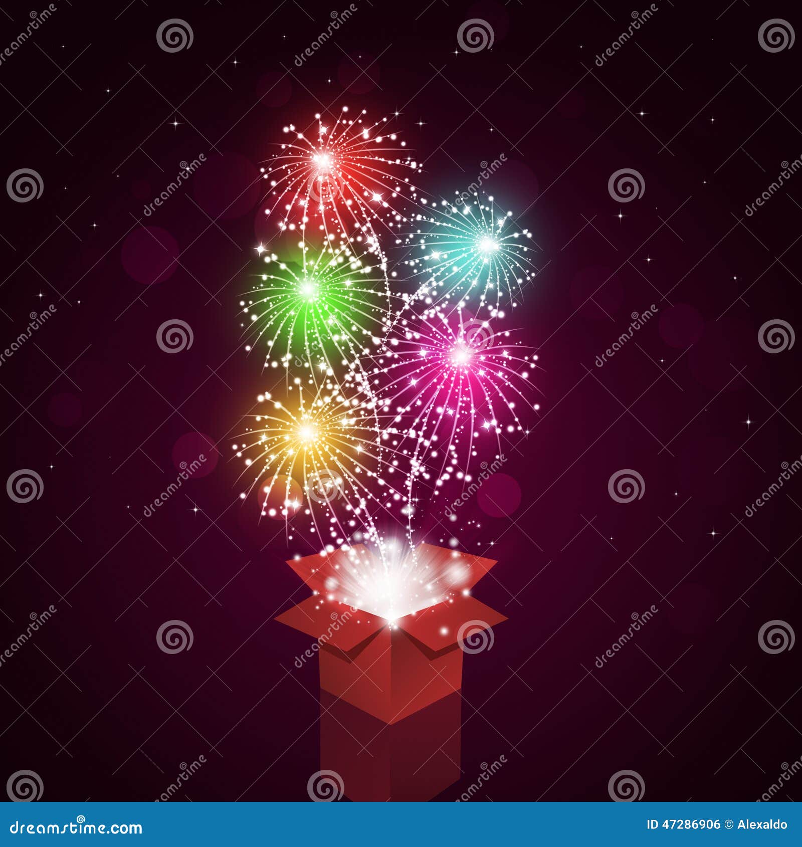 Multicolor Fireworks from Box Stock Illustration - Illustration of ...