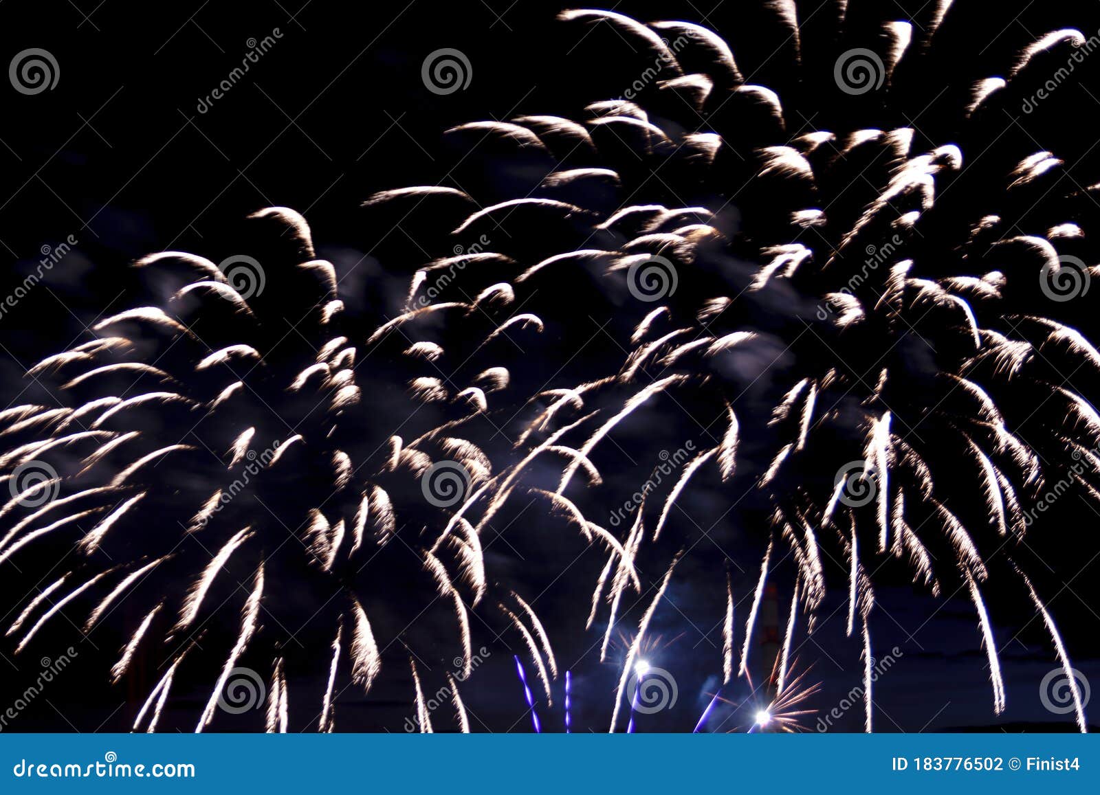 Multicolor Fireworks in the Night Sky Different Effects Stock Photo ...