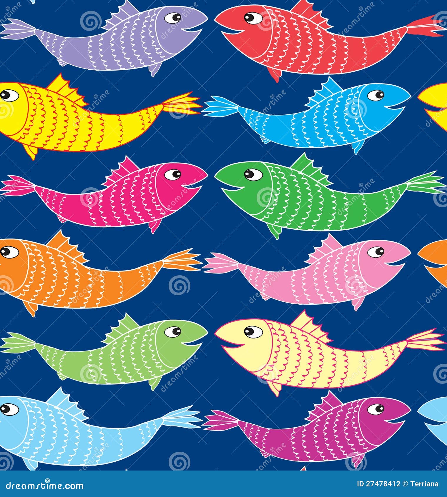 Multicolor Fish Seamless Pattern Stock Vector - Illustration of ...