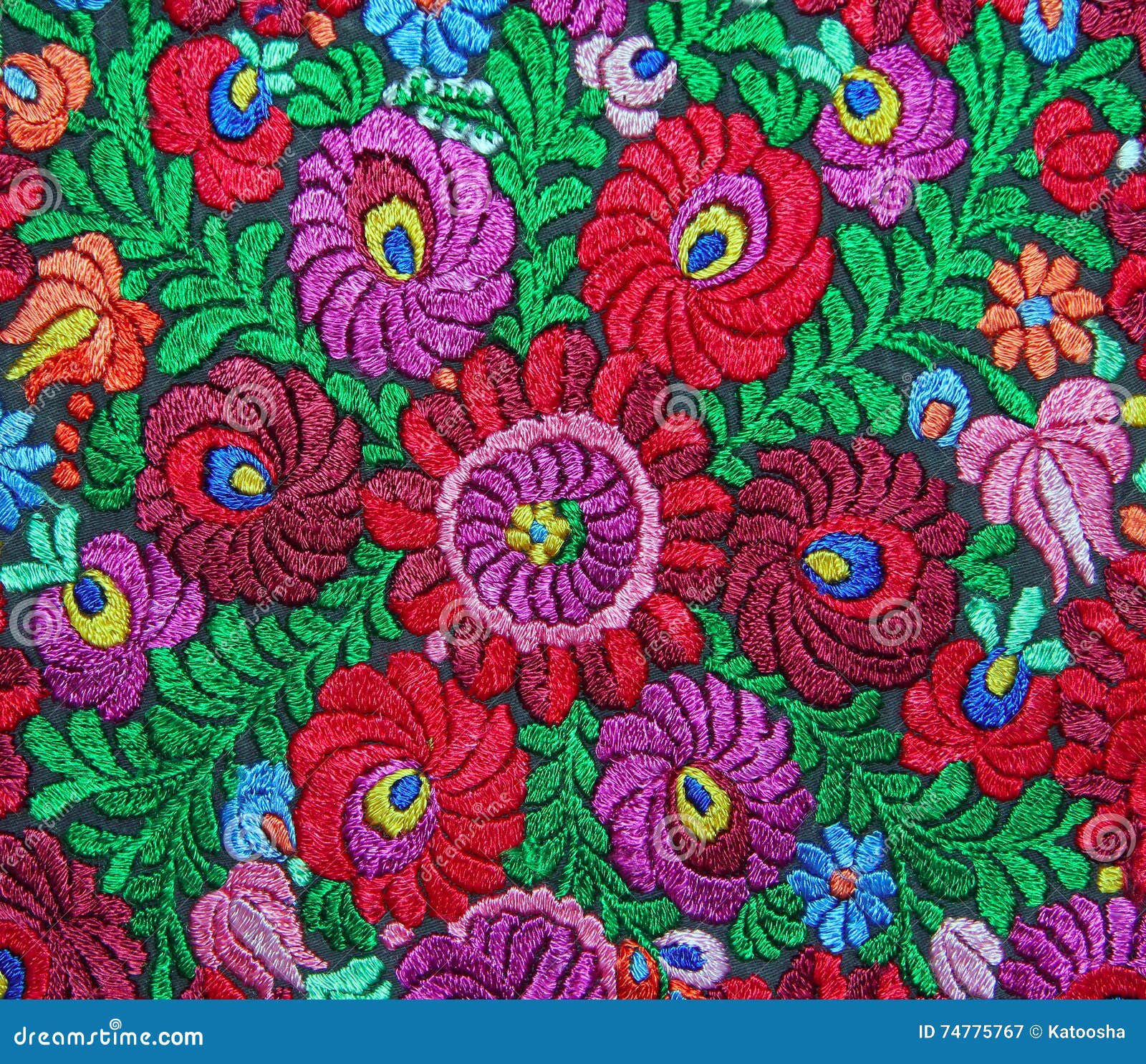 Multicolor Floral Hand Embroidery Pattern Stock Image - Image of floral ...