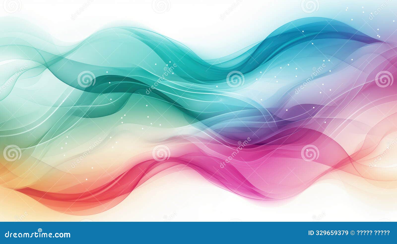 Multicolor Flowing Wave Lines with White Glitter Particles on a White ...
