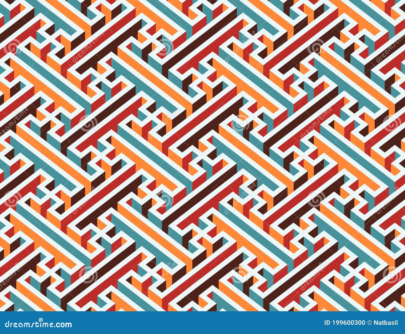 Multicolor Geometric Maze Seamless Pattern Stock Illustration ...