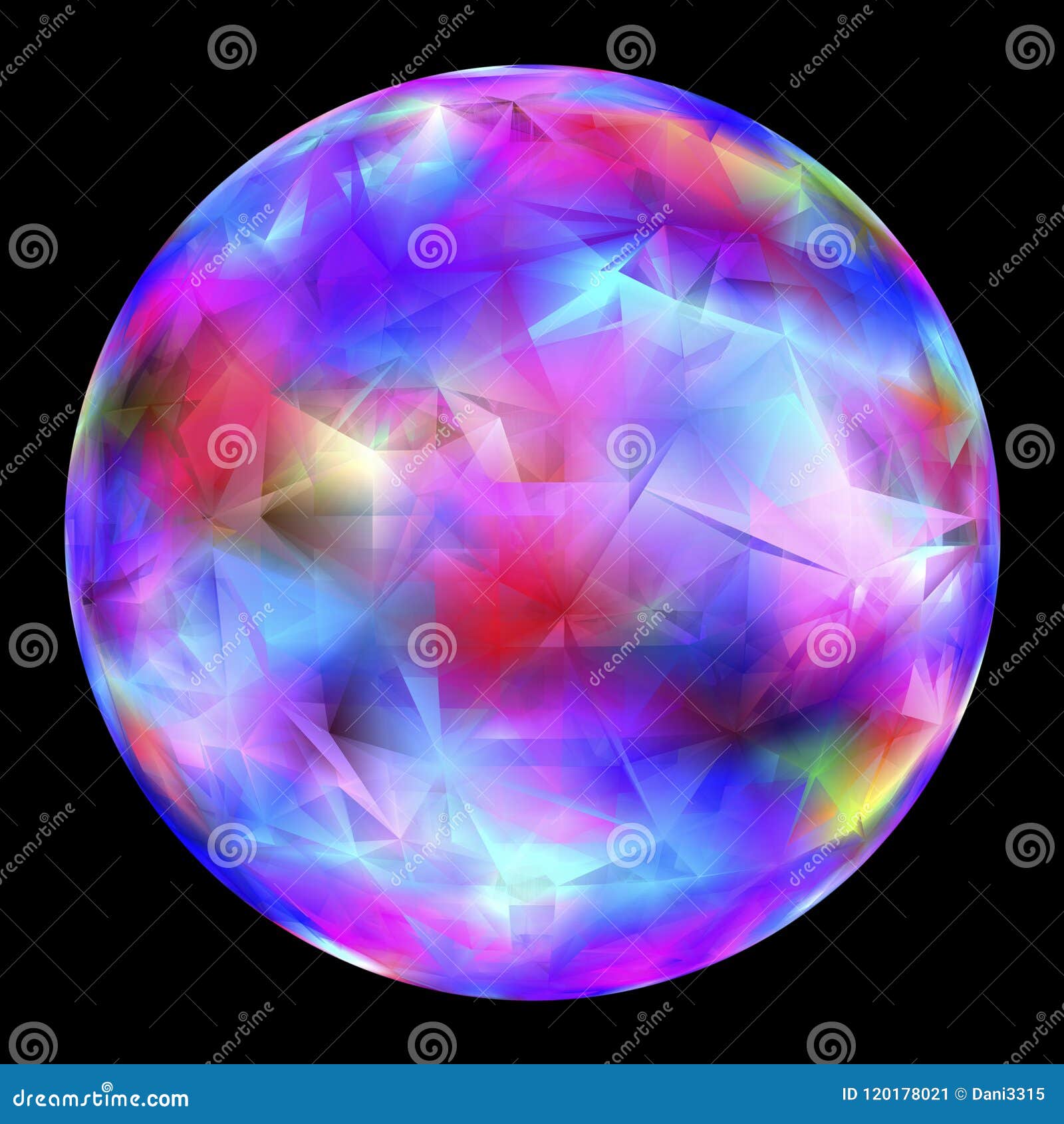 Multicolor Glowing Orb Isolated Over Black Background Stock ...