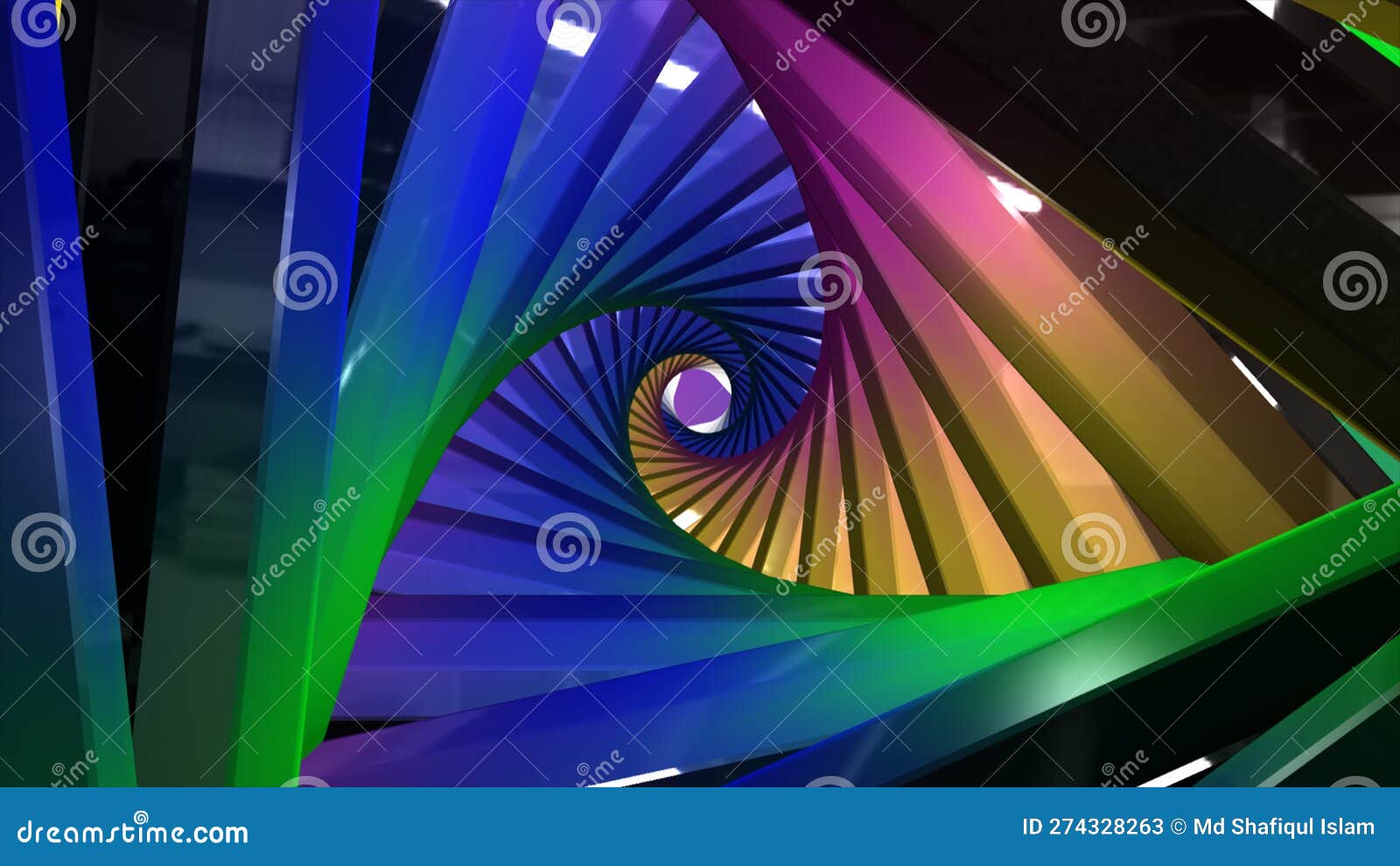 Multicolor Glowing Triangular Tunnel Background, 3d Abstract Tunnel ...