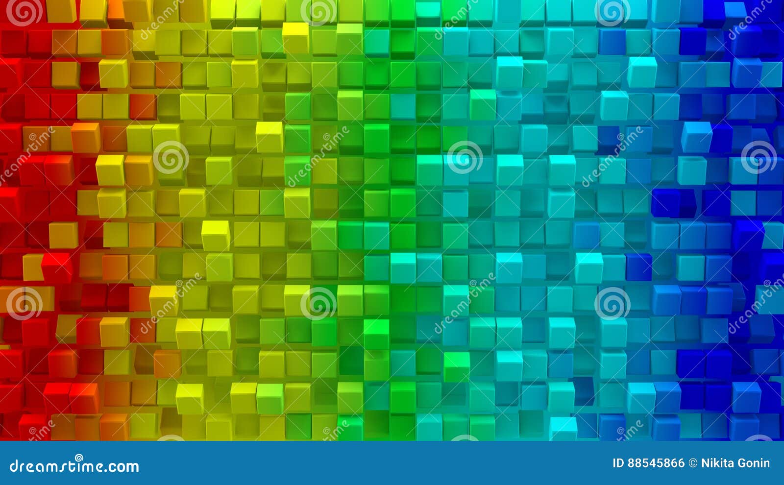 Multicolor Gradient Cubes 3D Render Stock Illustration - Illustration ...