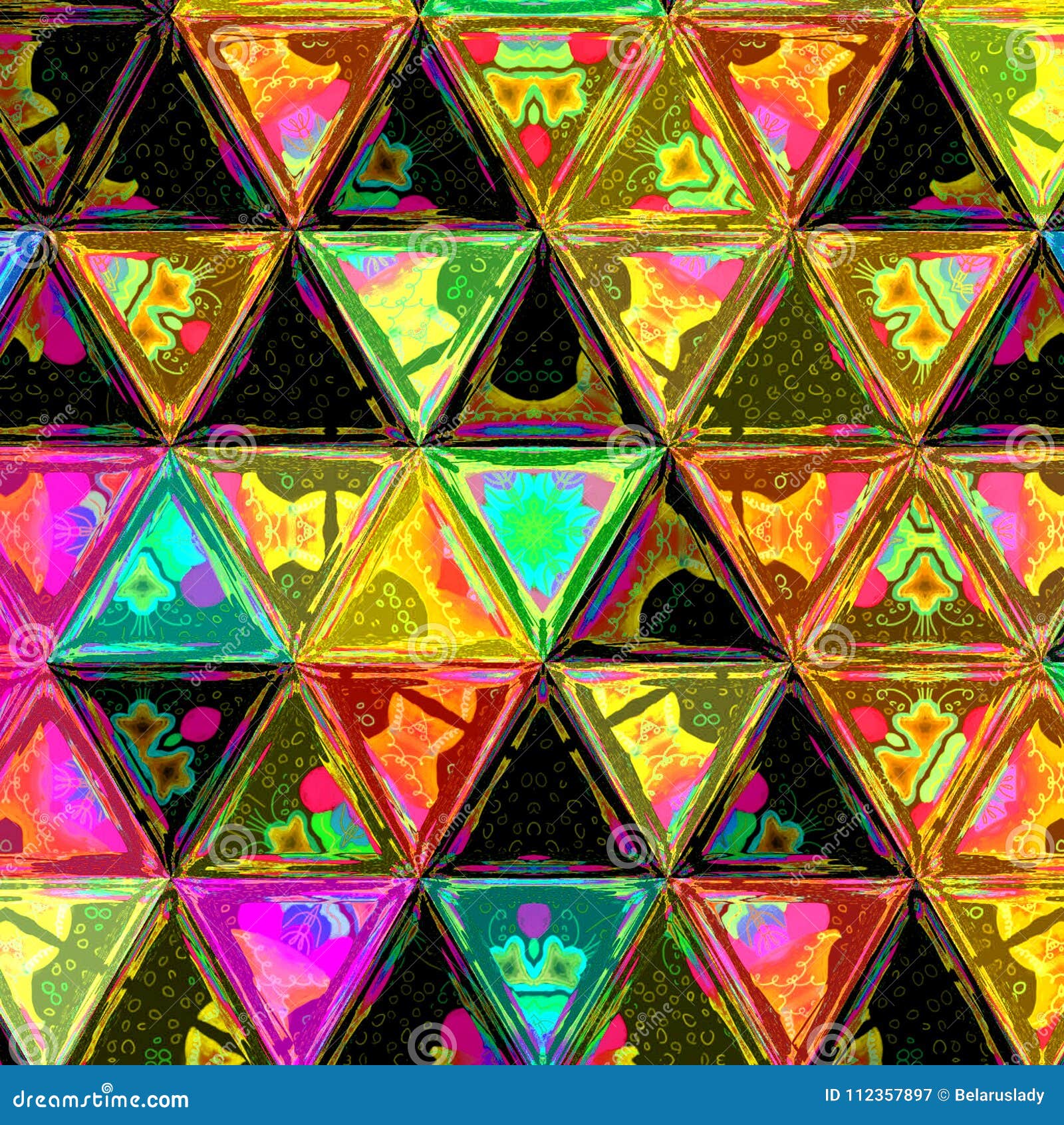 Multicolor Gradient Triangle Square Tiles Geometric Pattern Effect ...