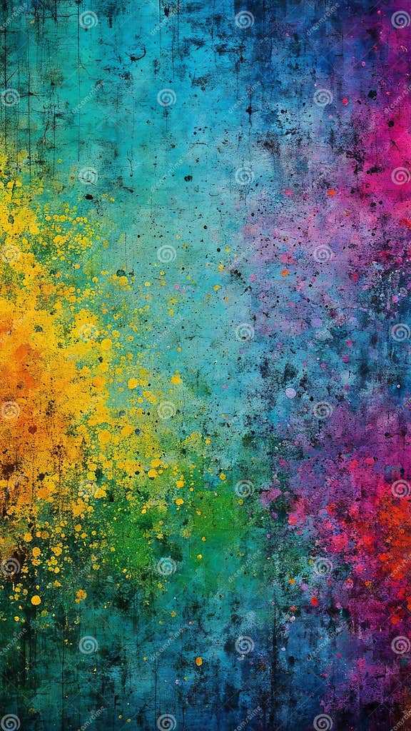 Multicolor Grunge Vertical Background with Paint Splashes, Distressed ...