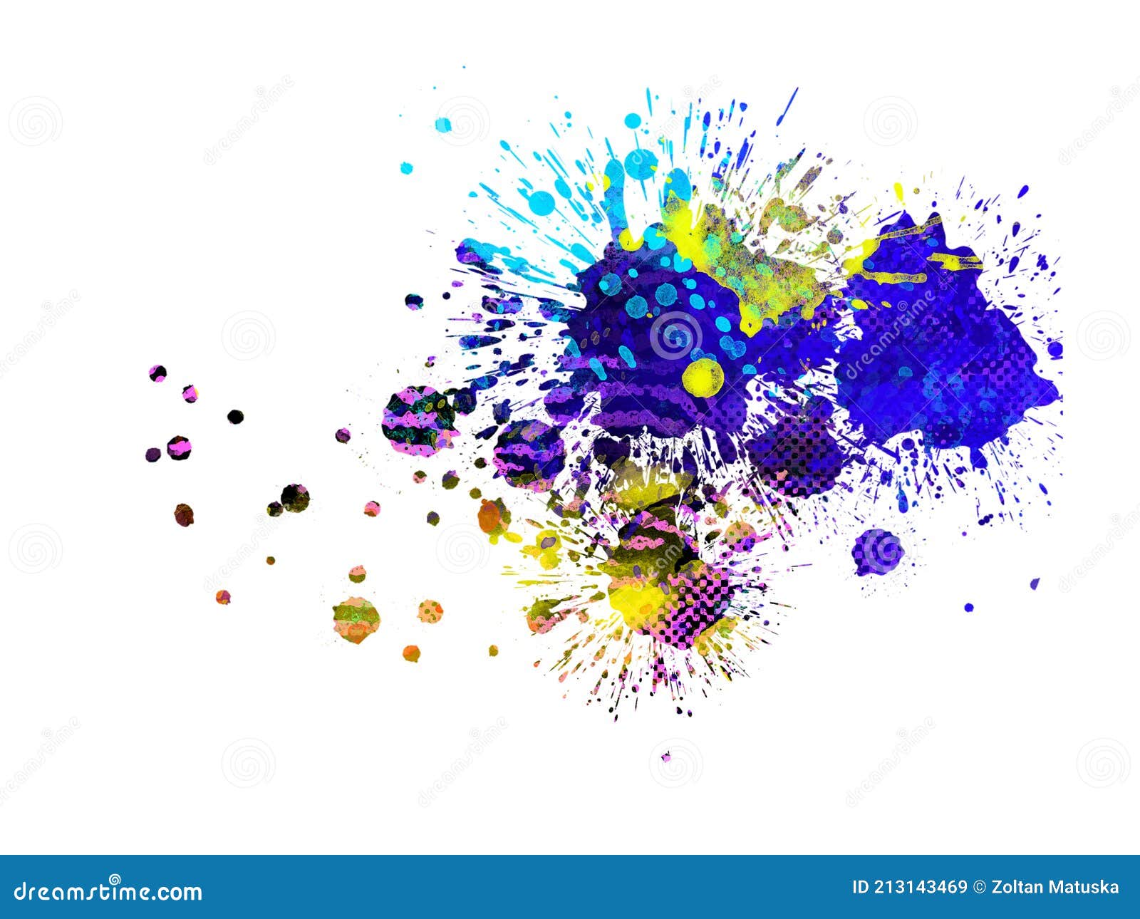 Multicolor, Halftone Spotted Ink Splash , Splatter Design Element ...